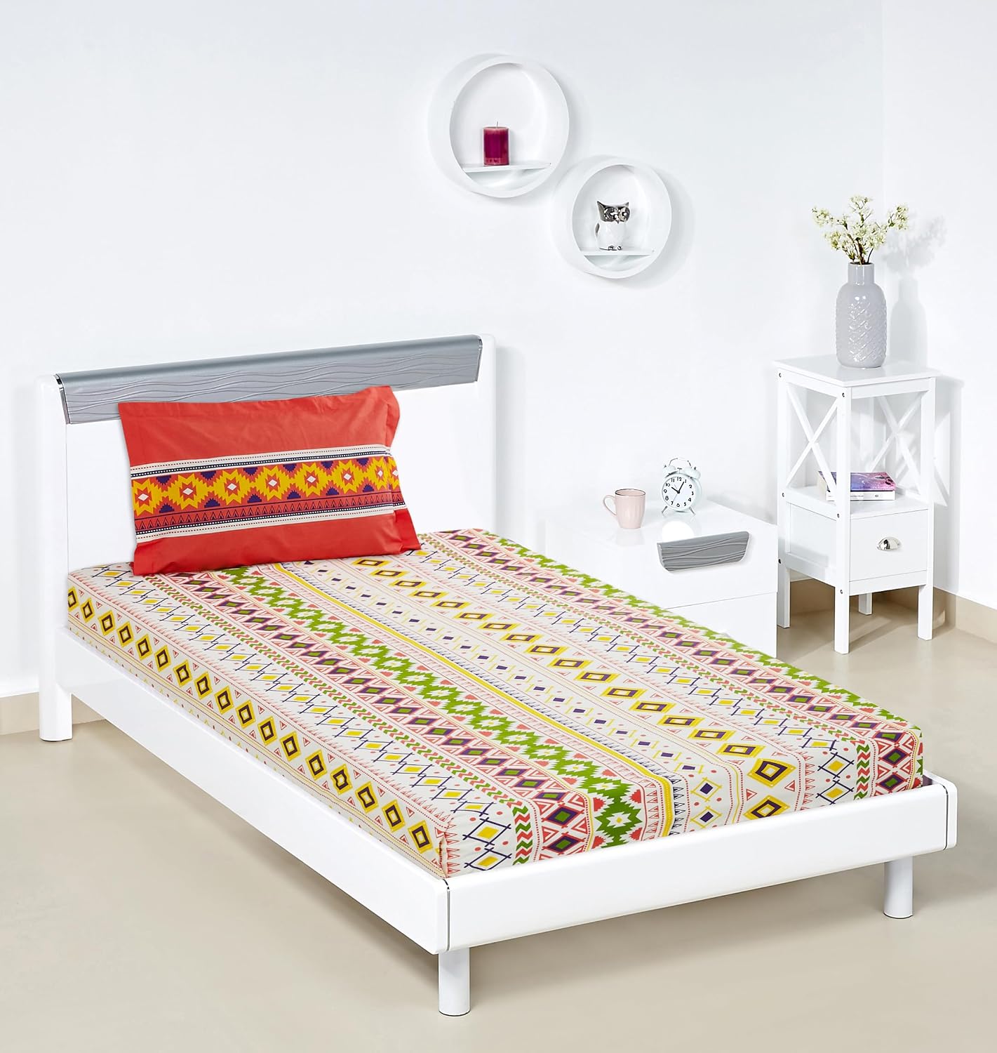 Amazon Brand - Solimo Rosy Dreams 144 TC 100% Cotton Single Bedsheet ...