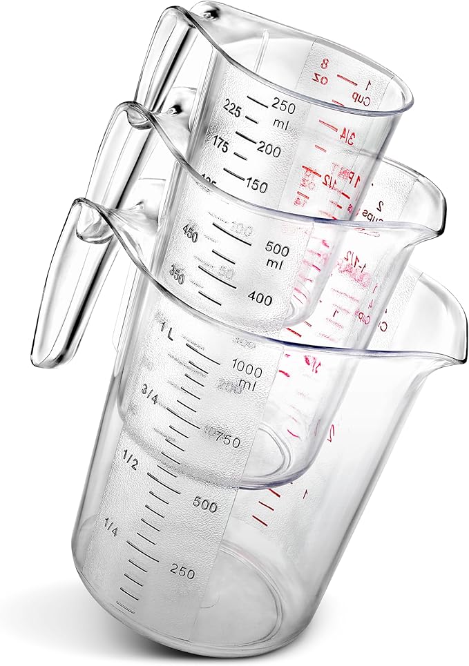 Amazon.com: 3 Piece Liquid Measuring Cup Set -1, 2 & 4 Cup capacity ...