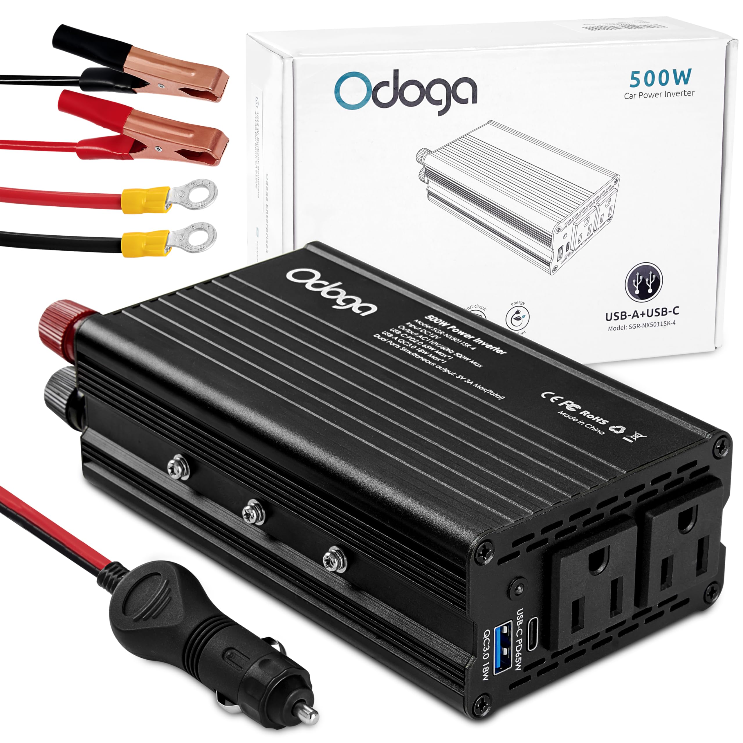 Amazon.com: 500W Car Power Inverter 12v to 110v – Car Adapter for Plug ...