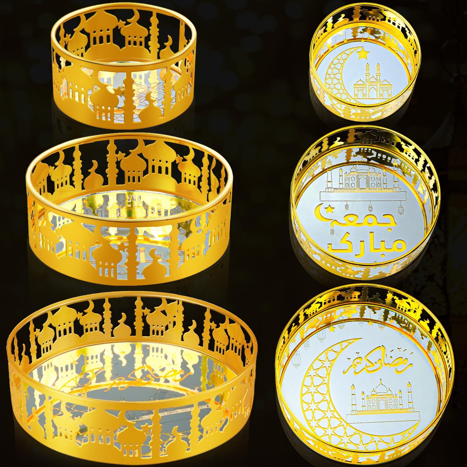 Amazon.com: SiliFine 17" x 12" Decorative Gold Serving Trays with ...