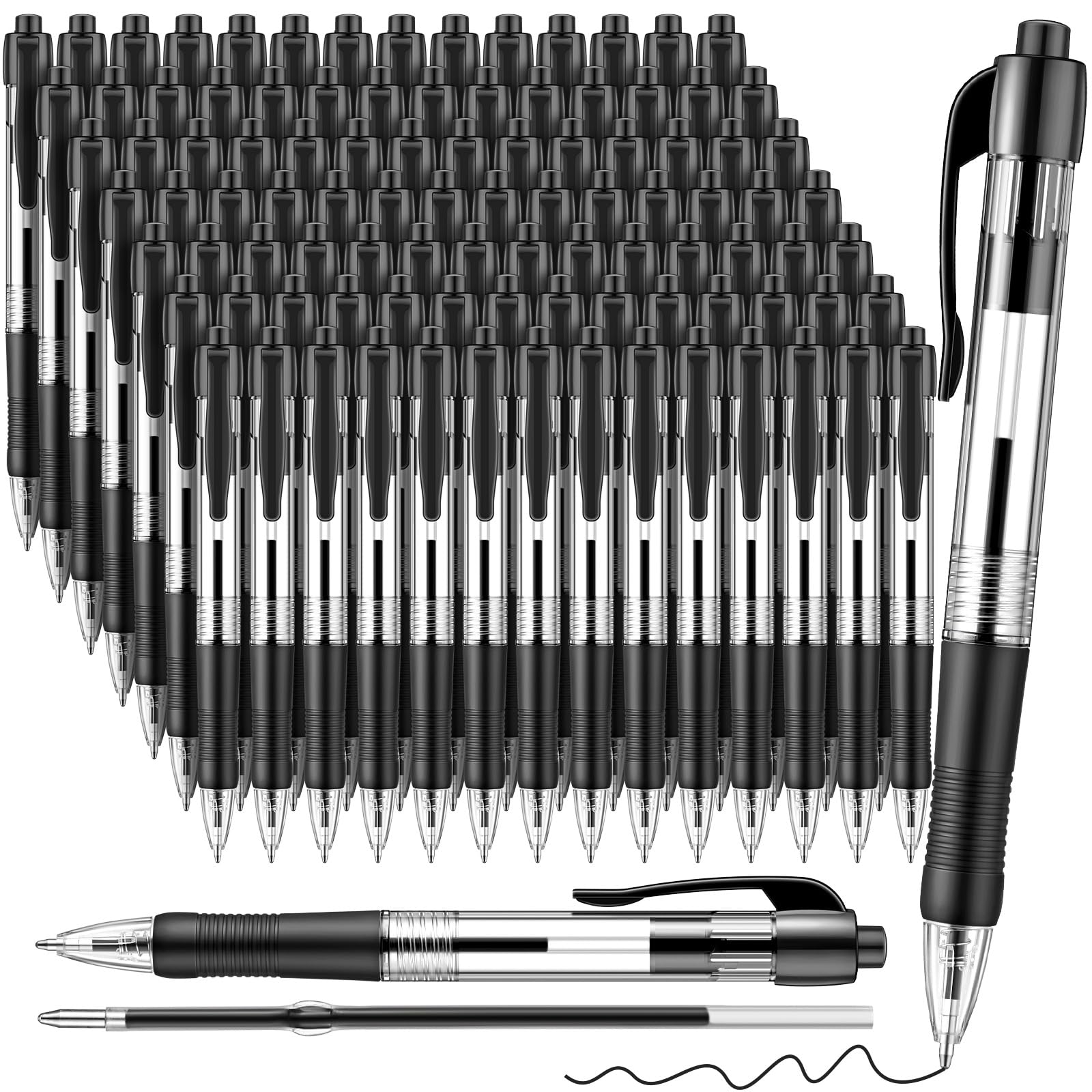 Fulmoon 100 Pcs Ink Pens Gel Pens Retractable Ballpoint Pens Medium ...