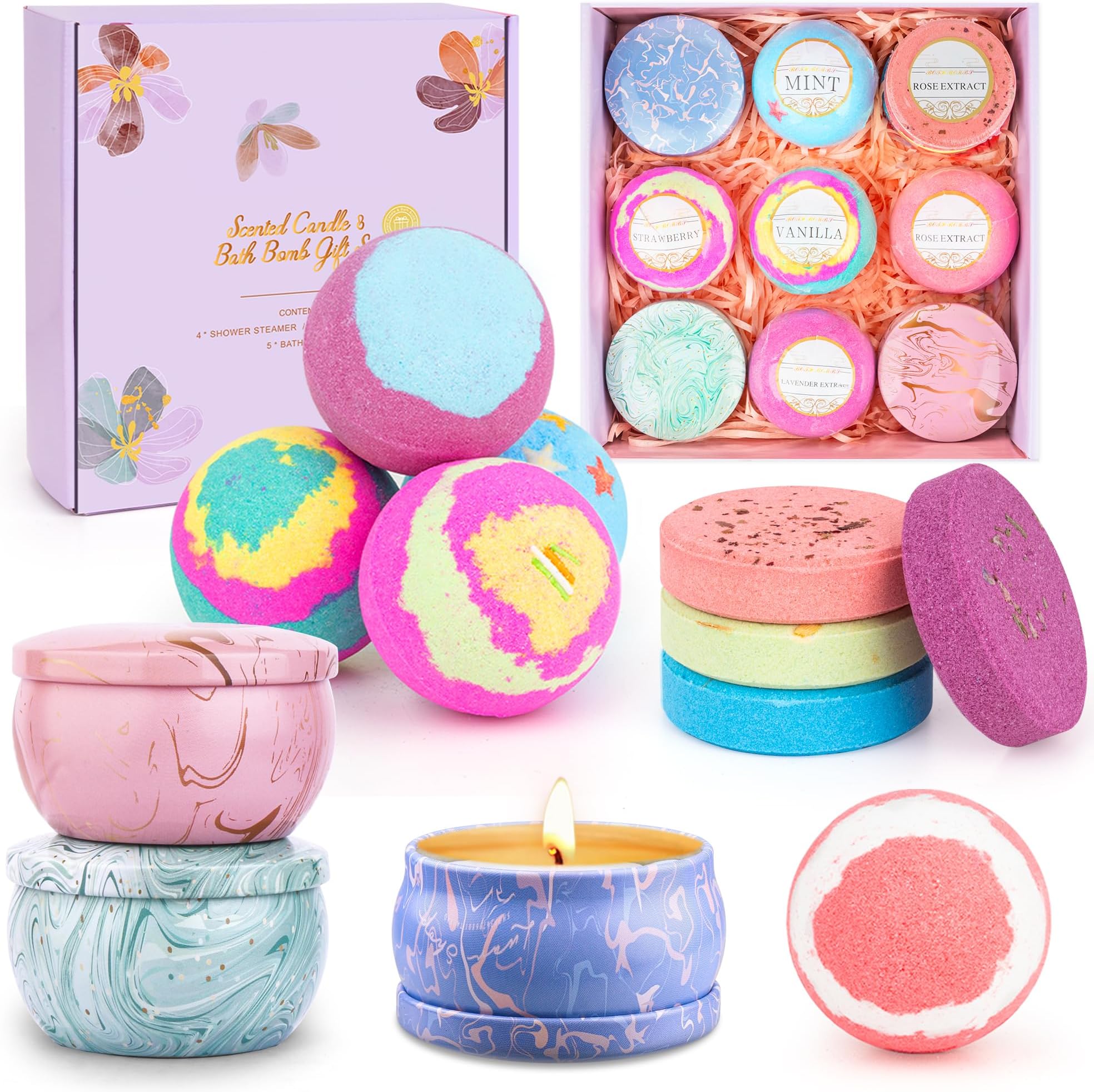 Amazon.com: Bath Bombs for Women, Relaxing Spa Gift Basket Set, Unique ...