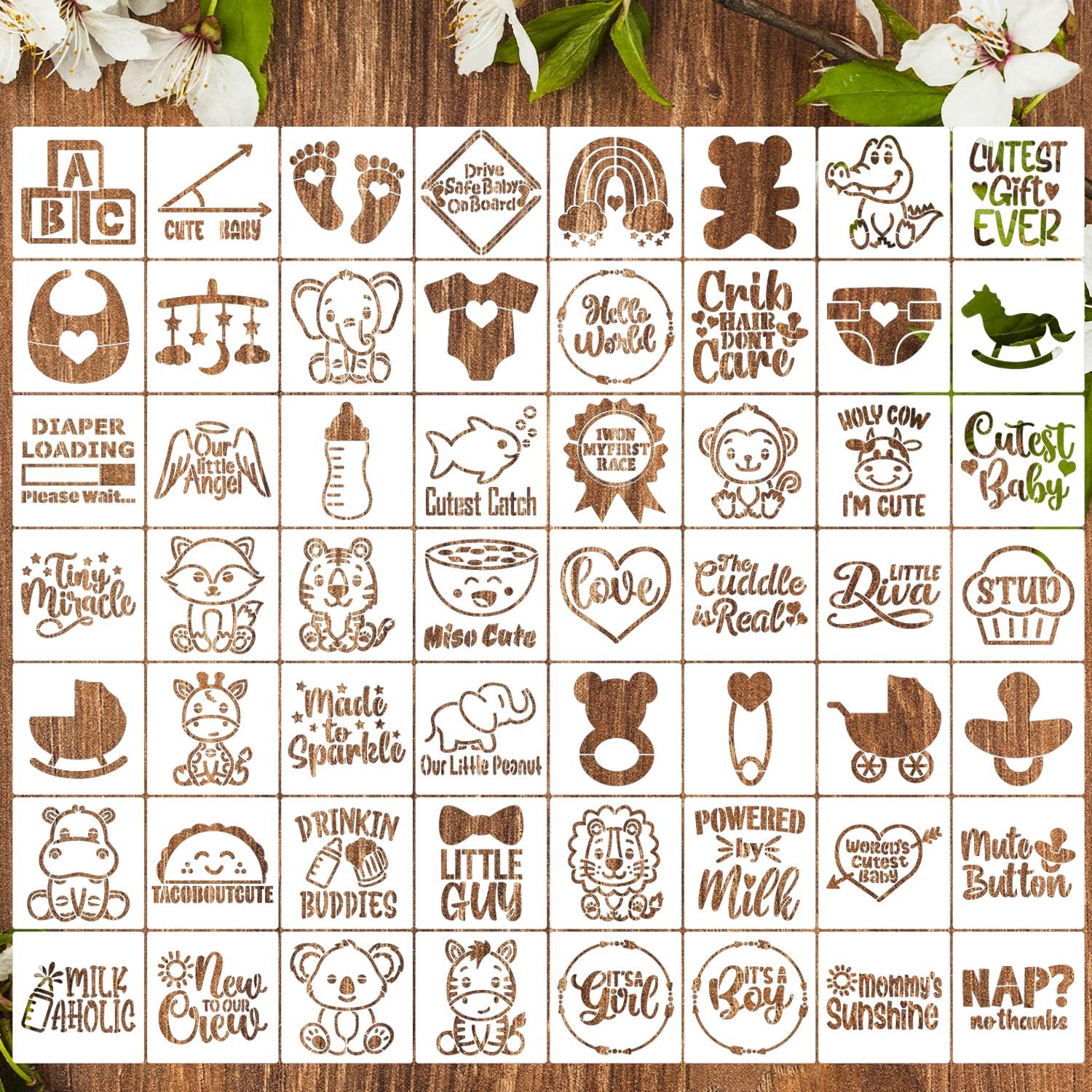 Baby Shower Stencils for Onesies Reusable 3” Baby Stencils for Crafts ...