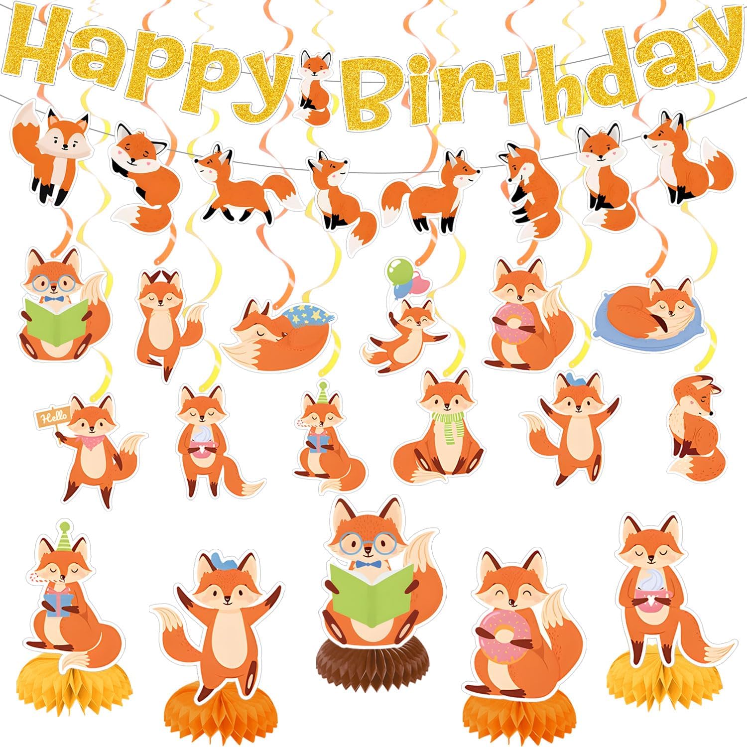 Amazon.com: Fox Party Decorations Woodland Fox Animal Birthday Party ...