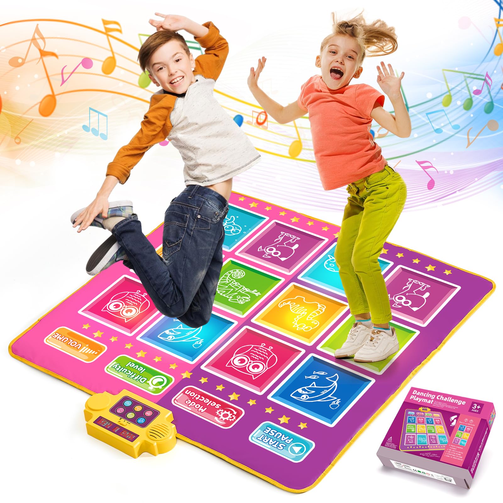 Dance Mat for Kids Girls Boys Age 3-12, 2 Player and Single Dance Mat ...