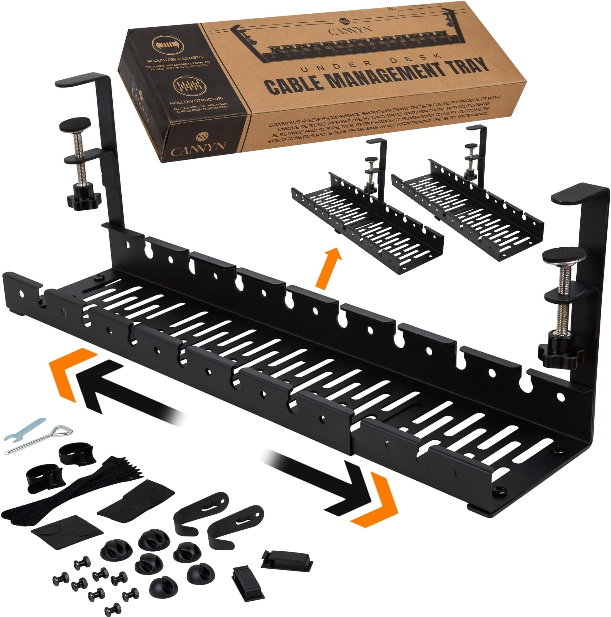Amazon.com: Under Desk Cable Management Tray, 15.7'' No Drill Steel ...