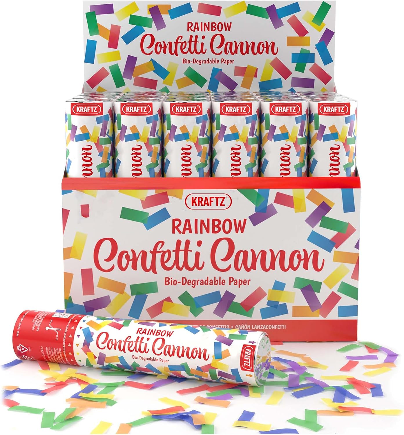 Kraftz Rainbow Coloured Eco Confetti Cannons | Eco Friendly Party ...