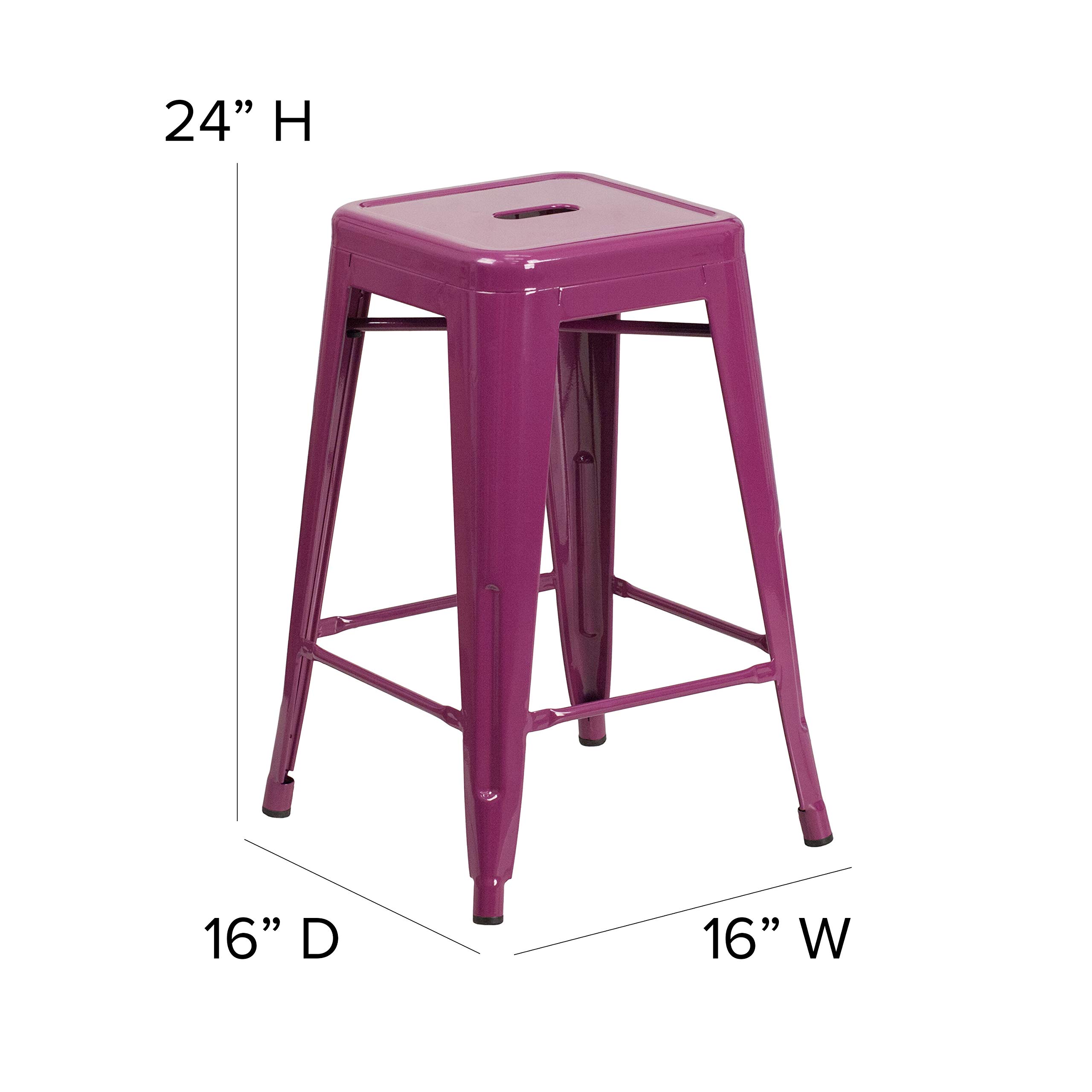 Snapklik.com : Commercial Grade 24" H Backless Purple Indoor-Outdoor ...