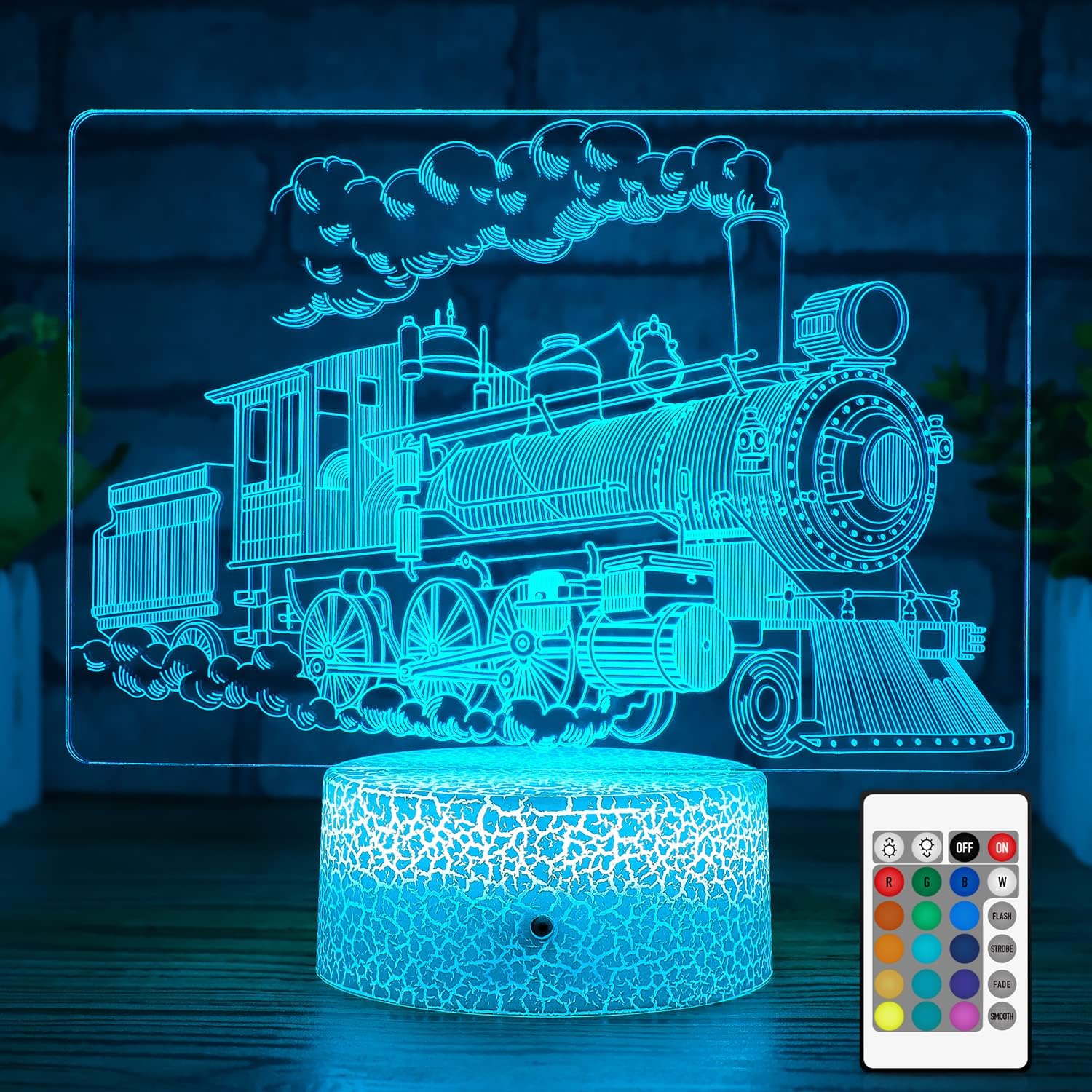 SUPERIORVZND 3D LED Train Night Light, 16 Colors Changing Lamp with ...
