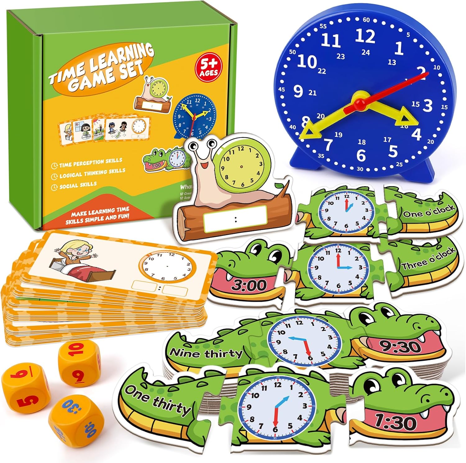 Amazon.com: Edulok Toddler Learning Clock, Telling Time Teaching Clock ...
