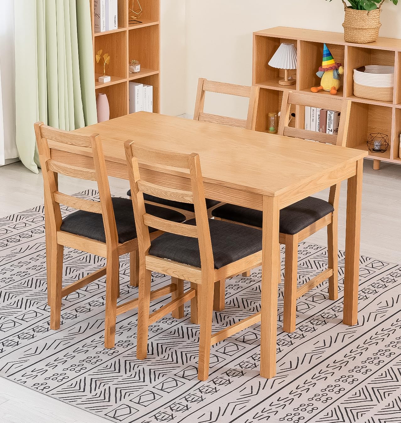 Hallowood Furniture Waverly Oak Small Dining Table and Chairs Set 4, Kitchen Table (120x70cm ...