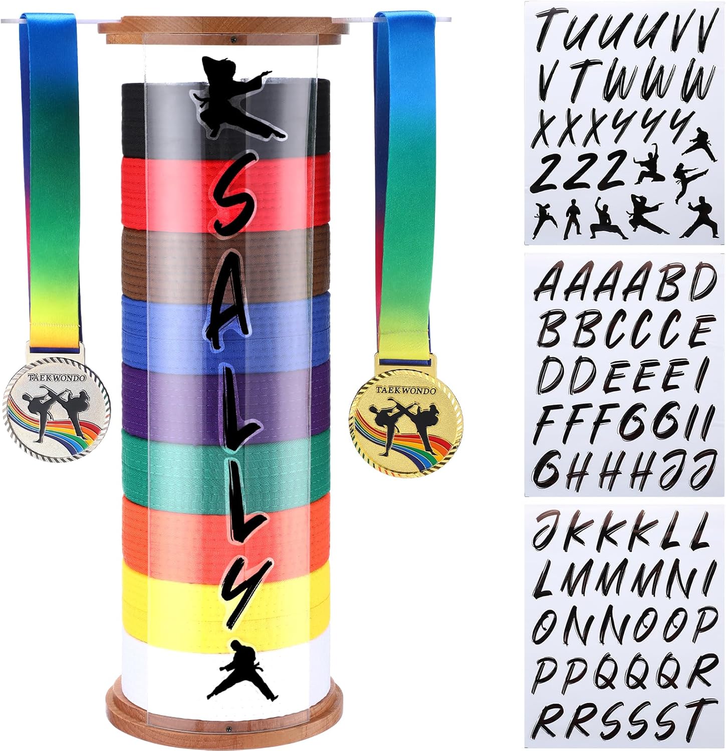 Amazon.com: DoubleFill 9 Belts Karate Display Rack with 3 Sheets ...