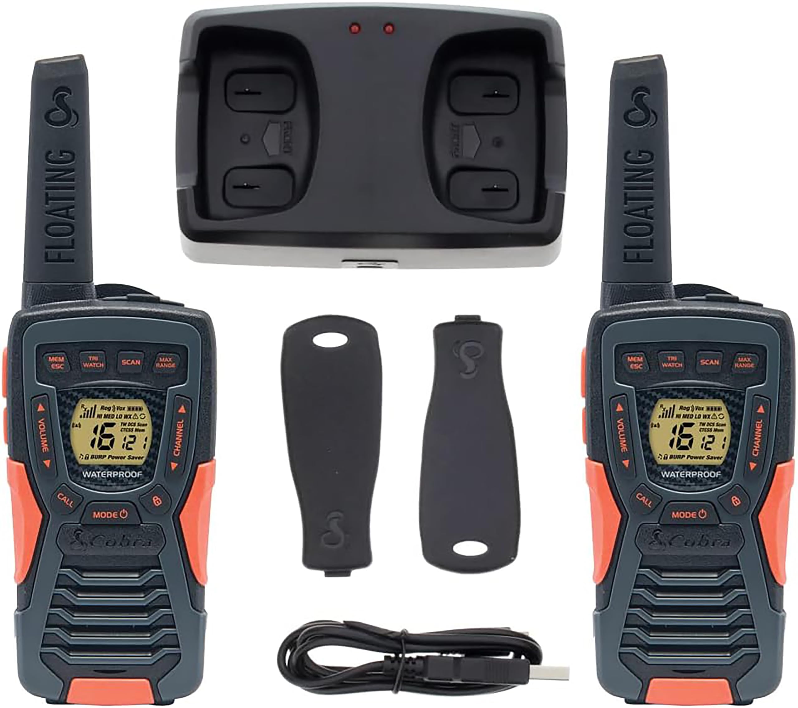 Cobra AM1055 Pack of 2 Floating Waterproof Walkie Talkies with Built in ...