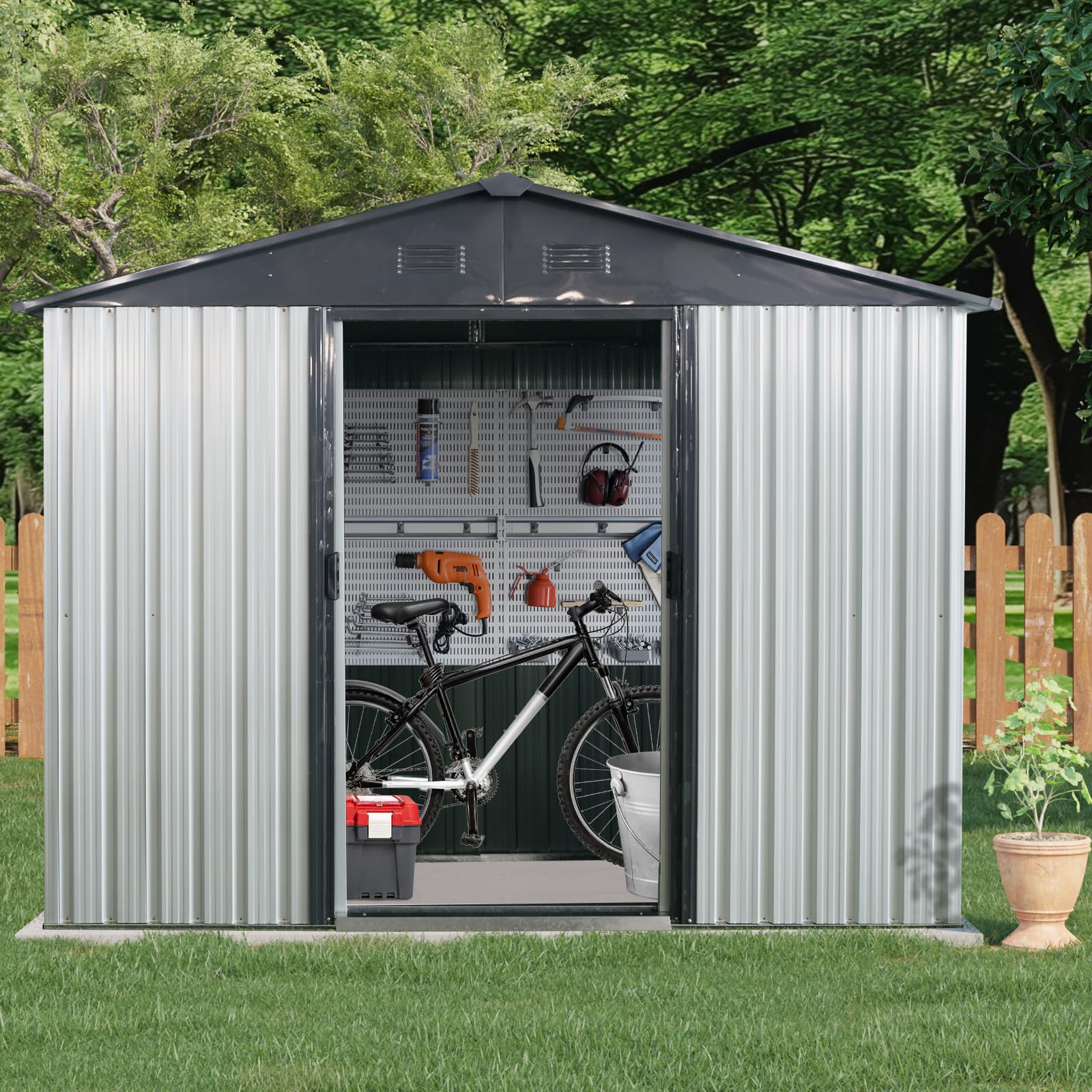 Snapklik.com : Ball & Cast 8x4FT Outdoor Storage Shed,Large Metal Tool ...