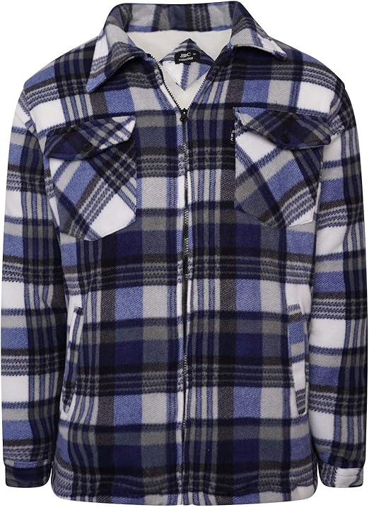 JBC Collection Men's Padded Check Shirt Fur Lumberjack Collared Quilted ...