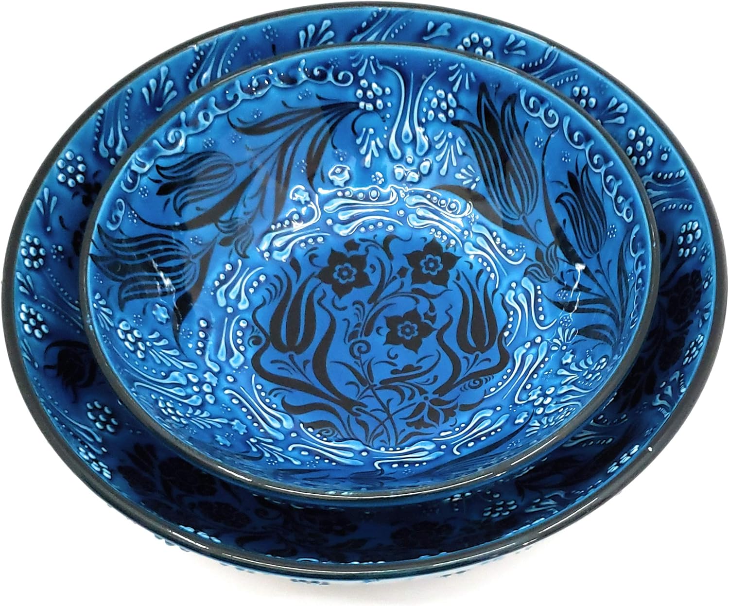 Amazon.com: Handmade Turkish Ceramic Pottery Set of 2 Serving Bowls 8 ...