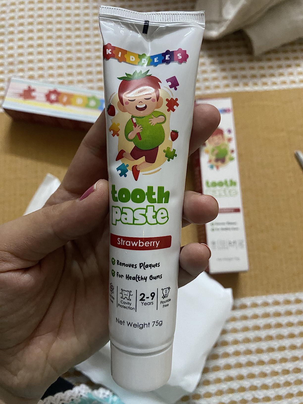 Kiddees Strawberry Kids Toothpaste, No Added Sugar, SLS & Fluoride Free ...