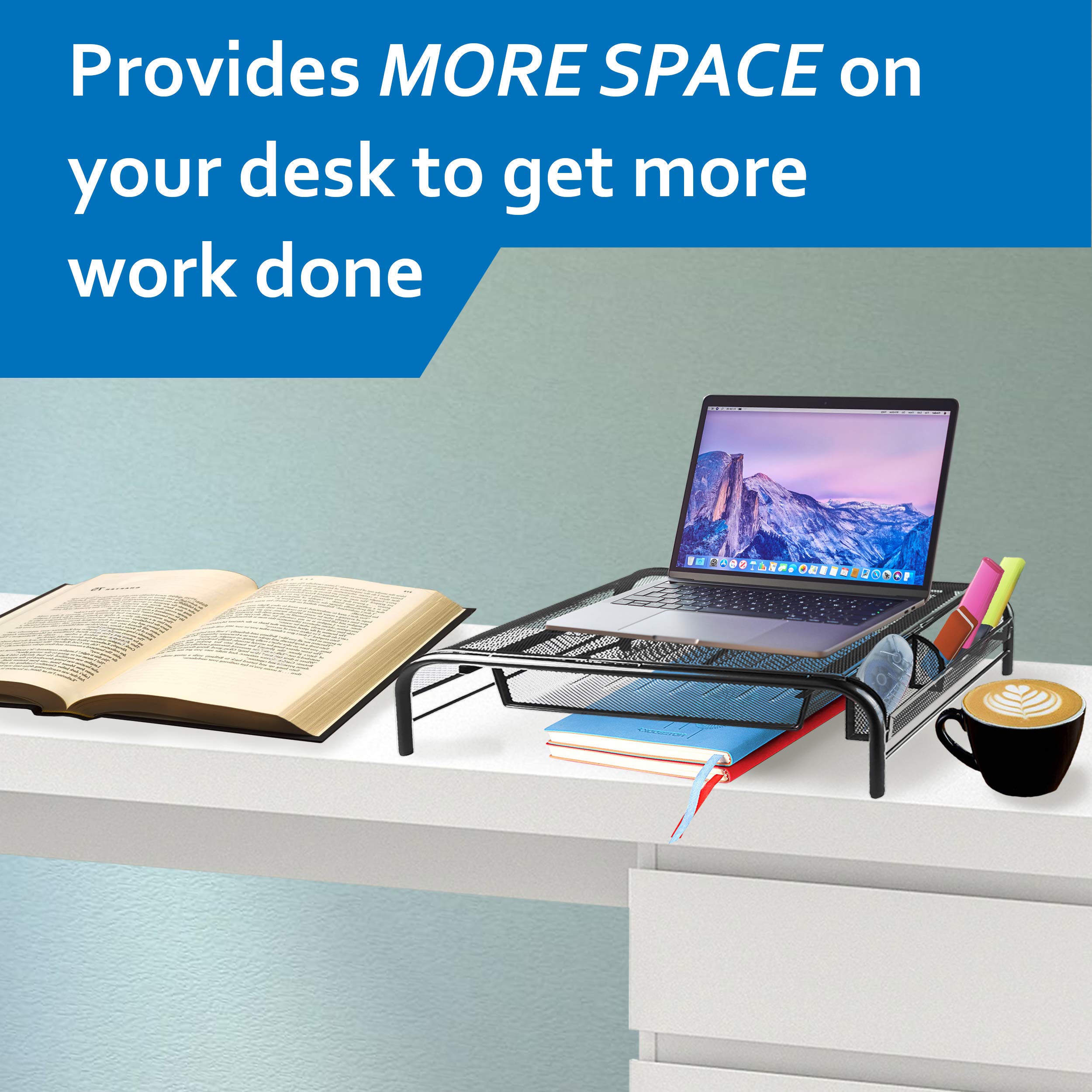 Buy Halter Mesh Monitor Stand Computer Desk Riser Shelf with Side ...