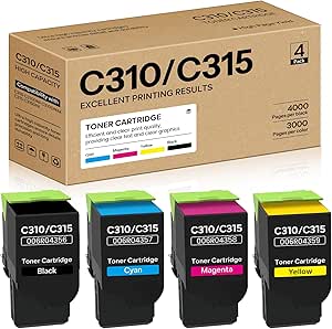 Amazon.com: C310 C315 High-Yield Toner Cartridge-006R04356 006R04357 006R04358 006R04359 Toner ...