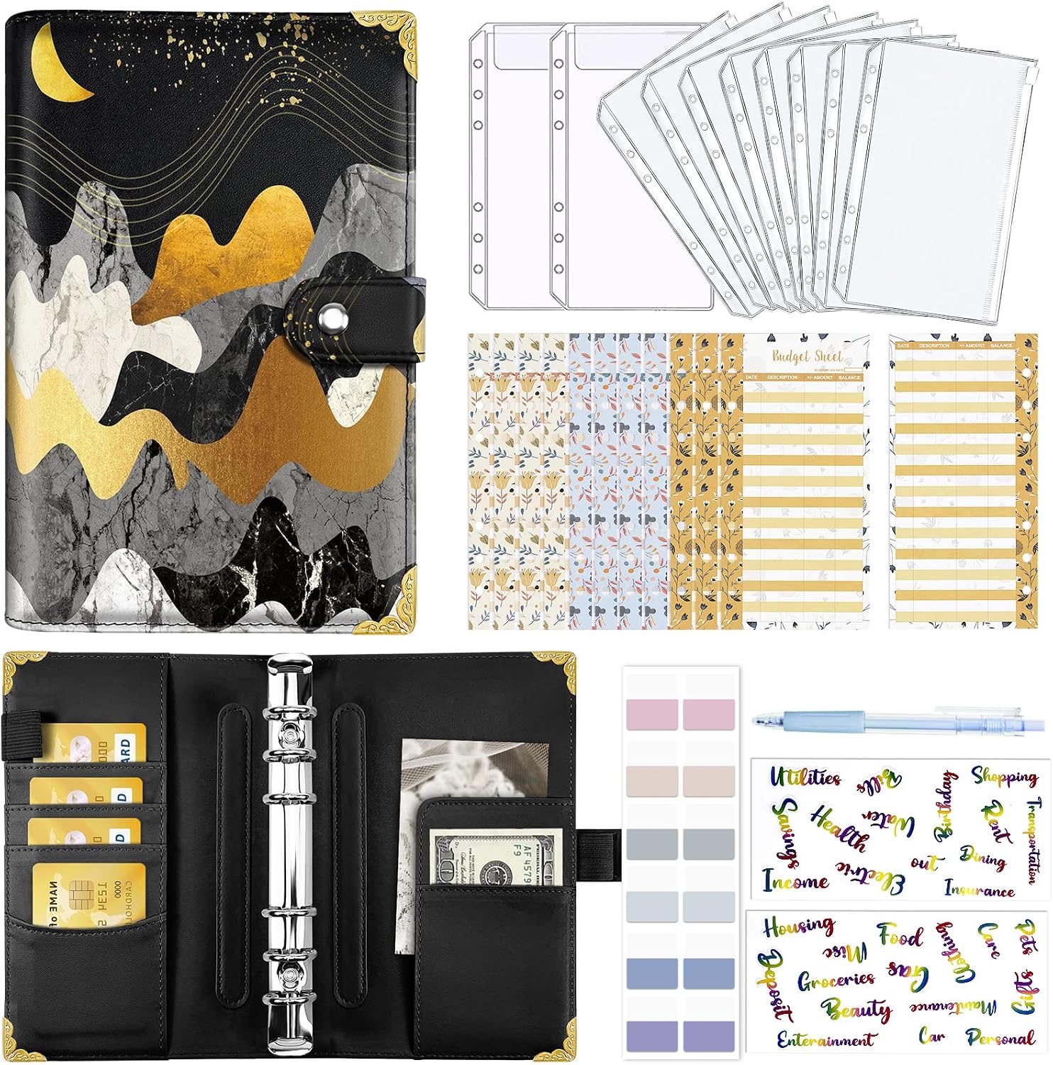 Amazon.com : HOUSHOD Budget Binder - 40 PCS Budget Binder with Zipper ...