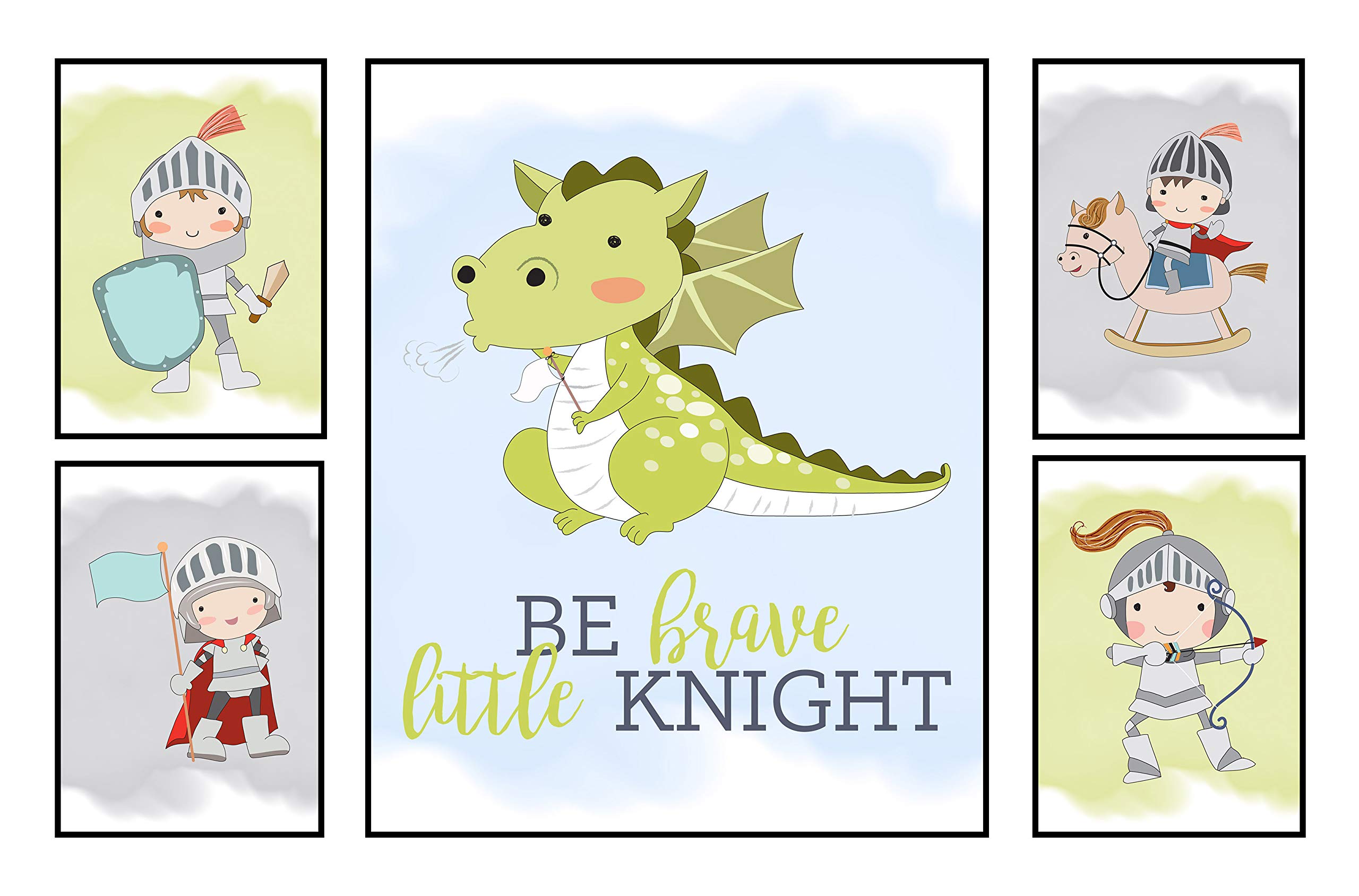 Amazon.com: Silly Goose Gifts Knight Dragon Adventure Castle Art Print ...
