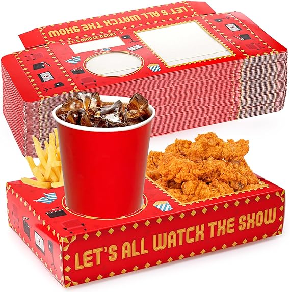Amazon.com: Bekith 50Pcs Movie Night Snack Trays Hold Popcorn Candy ...