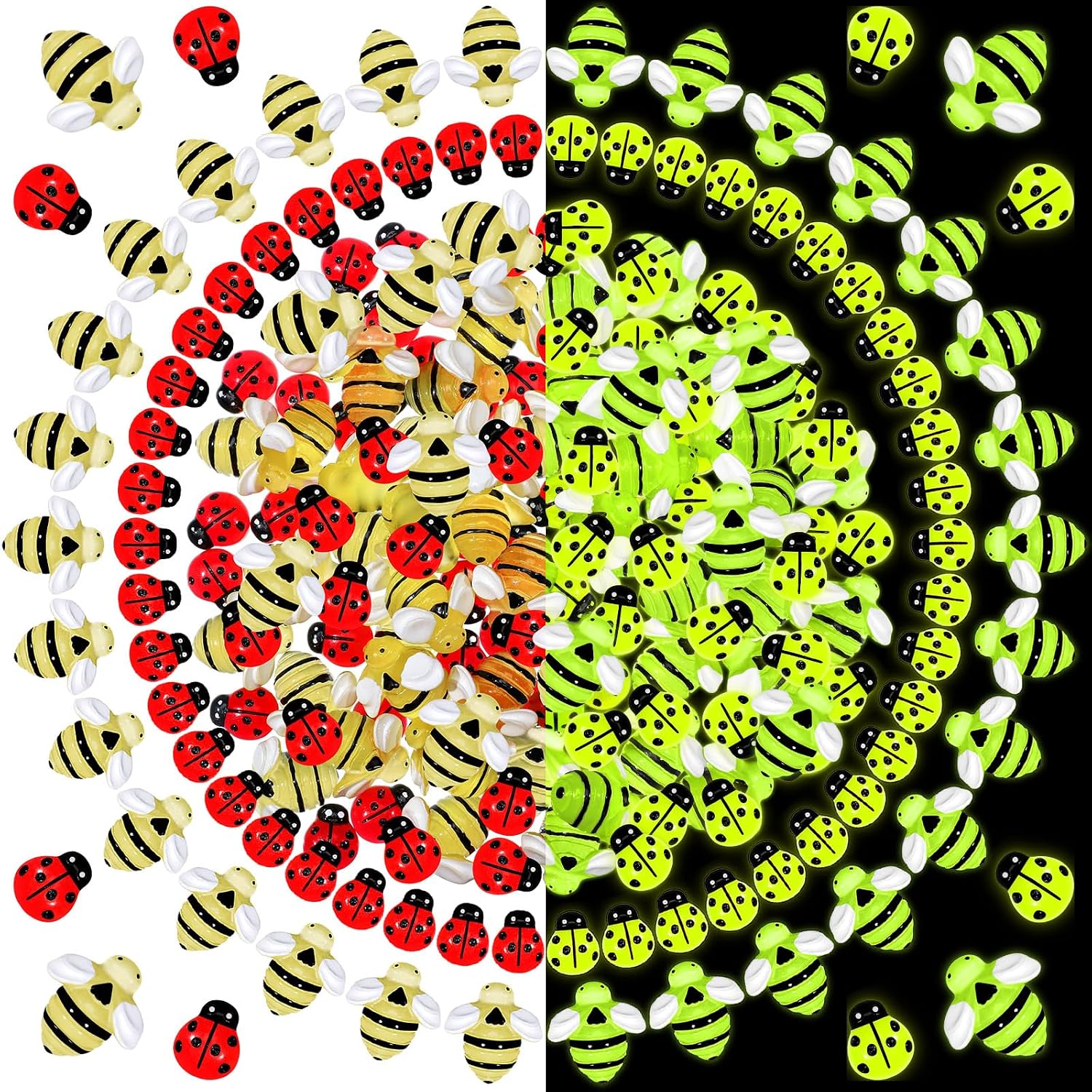 Amazon.com: Wenqik 100 Pcs Luminous Mini Resin Ladybugs Tiny Bees ...