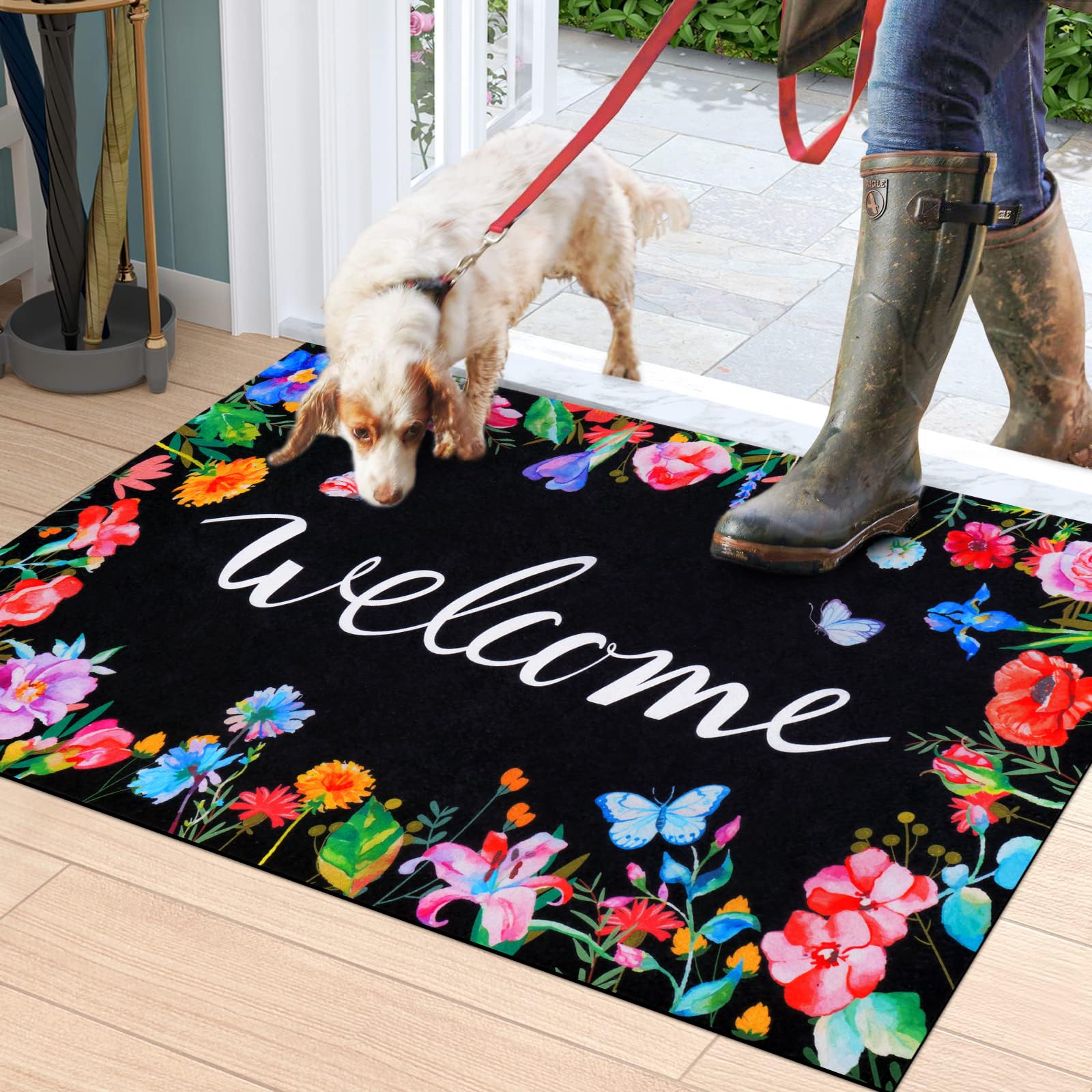 Amazon.com: ASPMIZ Spring Welcome Door Mat, Floral Front Doormats Home ...