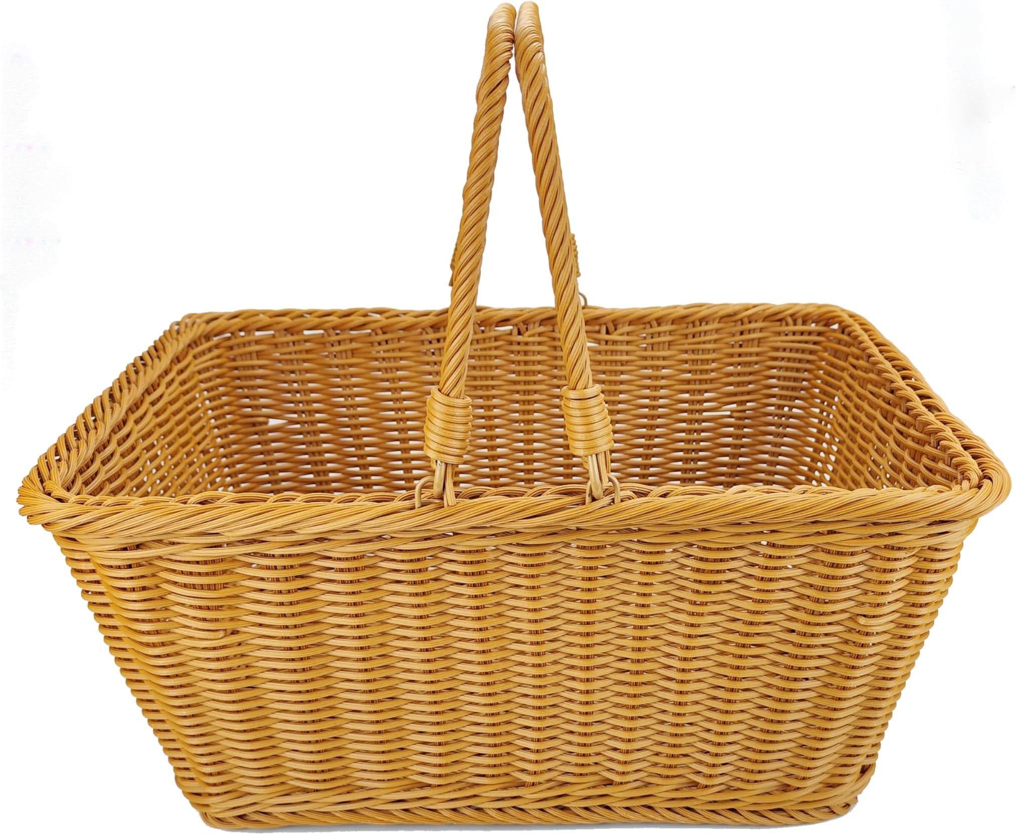 Amazon.com: JJSQ Wicker Woven Basket with Jute Rope Handle Garden ...