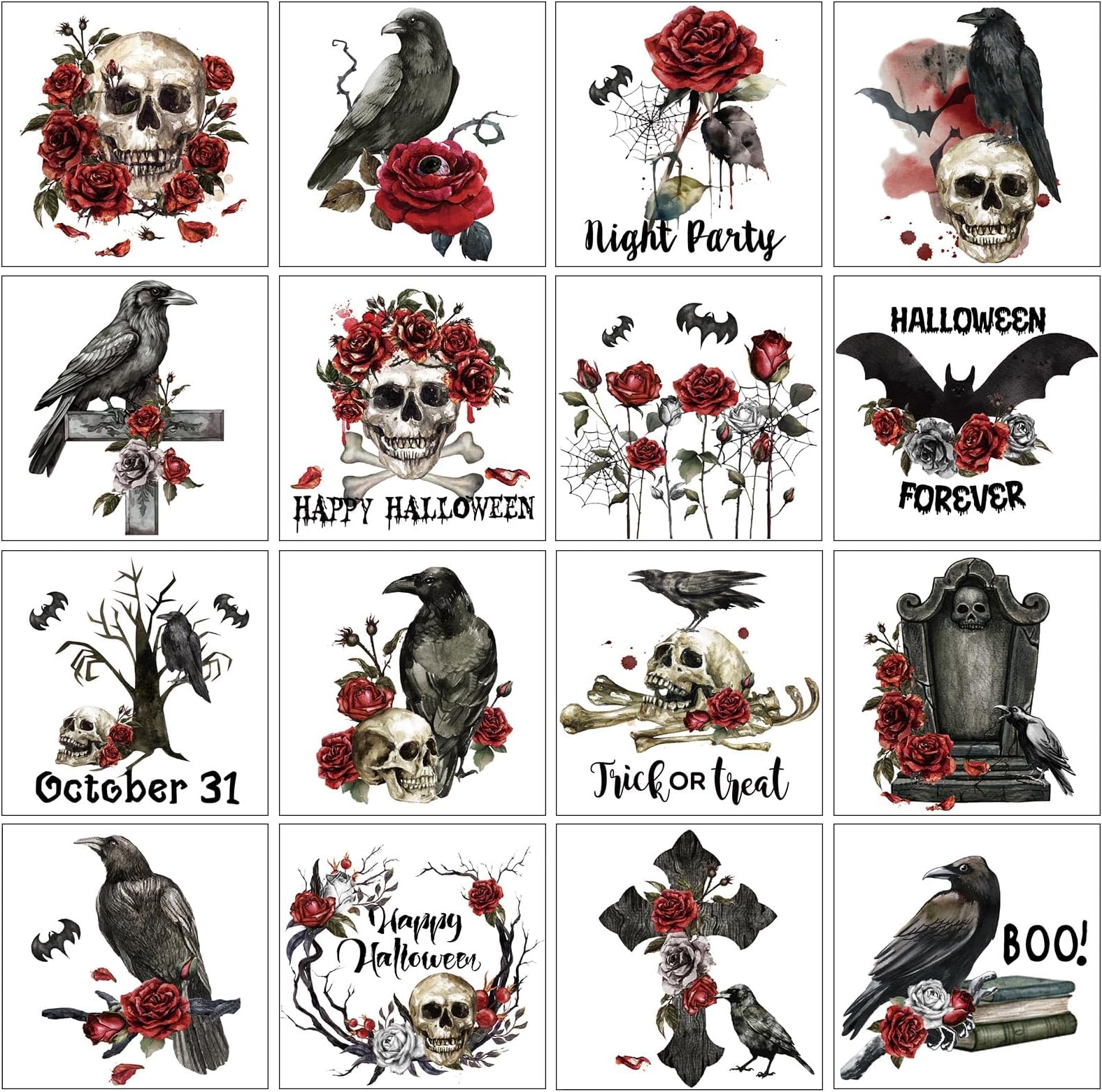 Amazon.com : KIPETTO 20Pcs Halloween Temporary Tattoo Stickers Horror ...