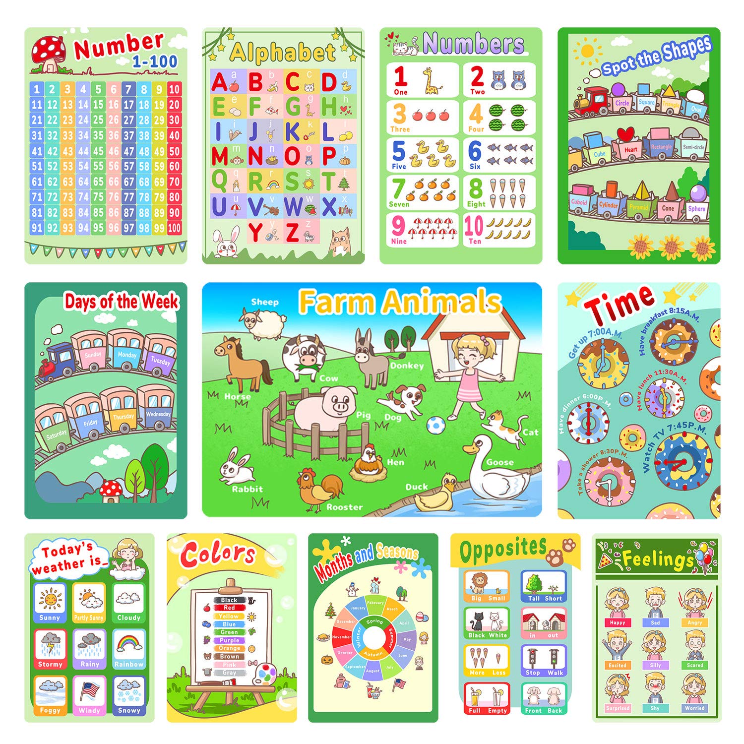 Buy Educational s, ABC , 12 Pack Times Table Preschool Learning s for ...