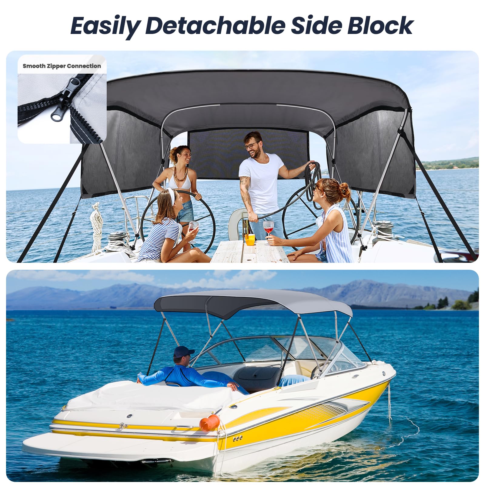 Snapklik.com : KAKIT 3 4 Bow Bimini Tops For Boats