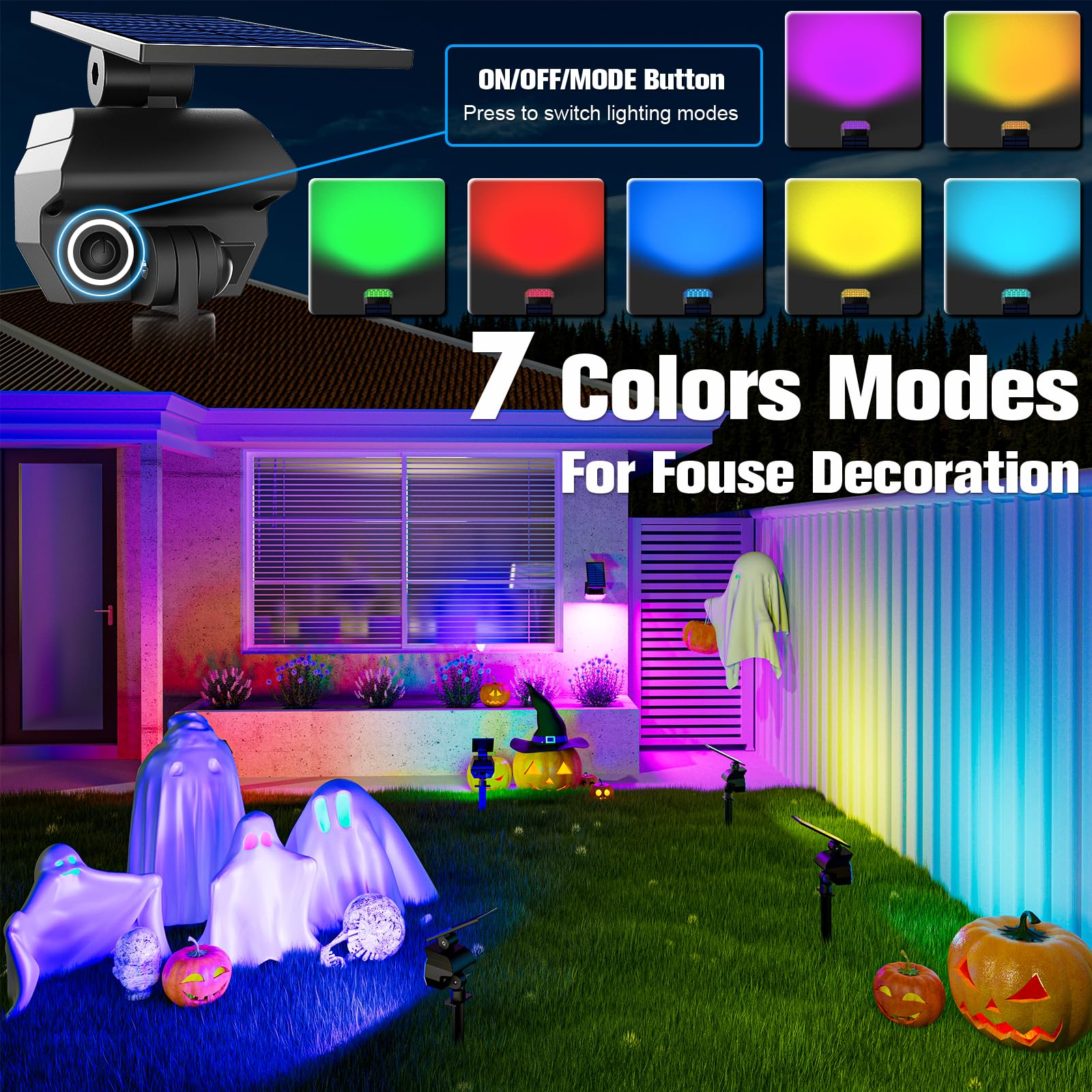 Snapklik.com : Solar Color Changing Lights Outdoor,7 Lighting Modes RGB ...
