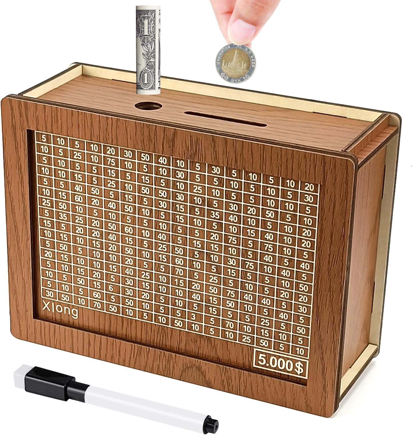 Amazon.com: Wooden Adult Piggy Bank,Money Saving Box,Piggy Bank for ...