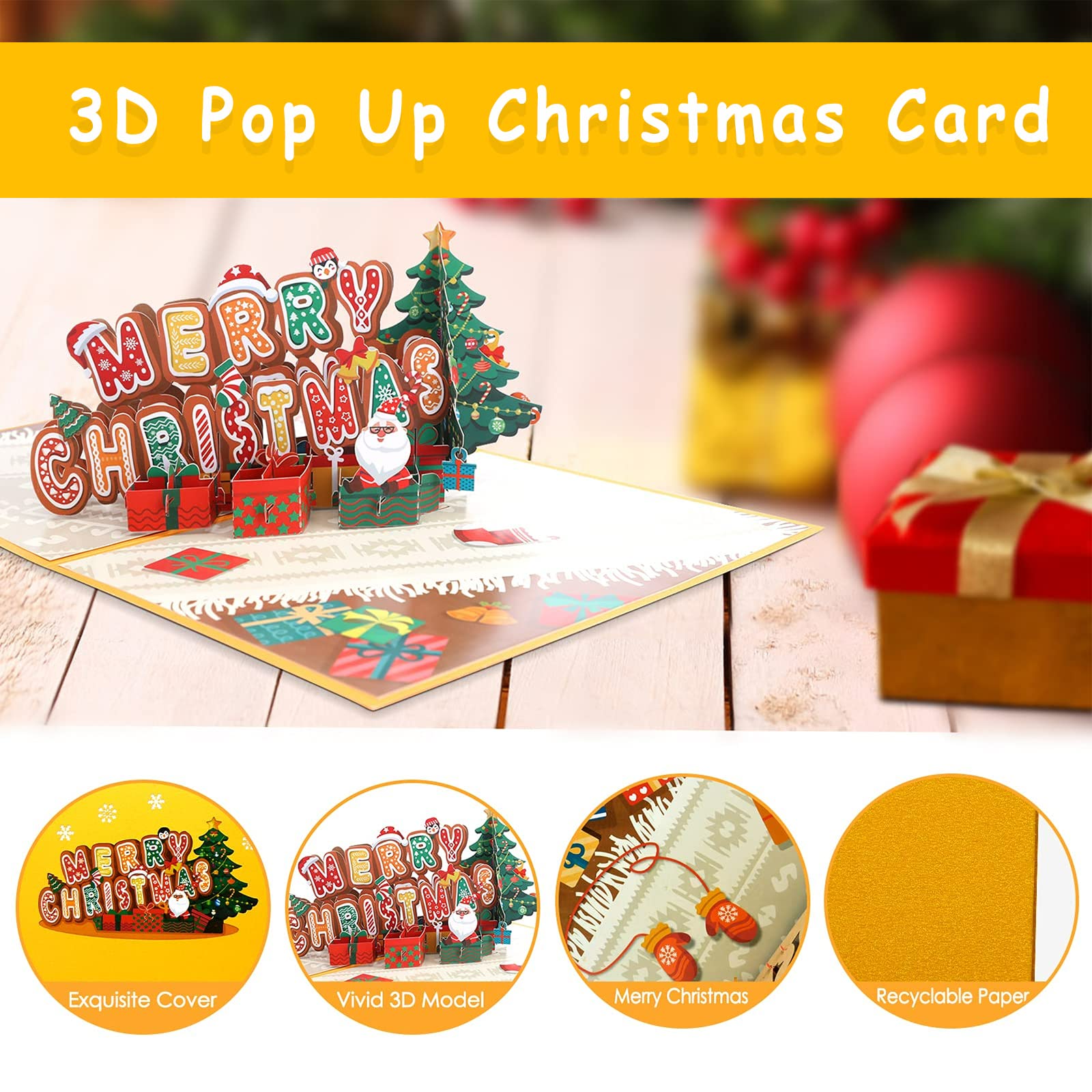 Tarjetas Navideñas Tarjeta De Navidad Pop-Up – Árbol Noel, Regalos ...