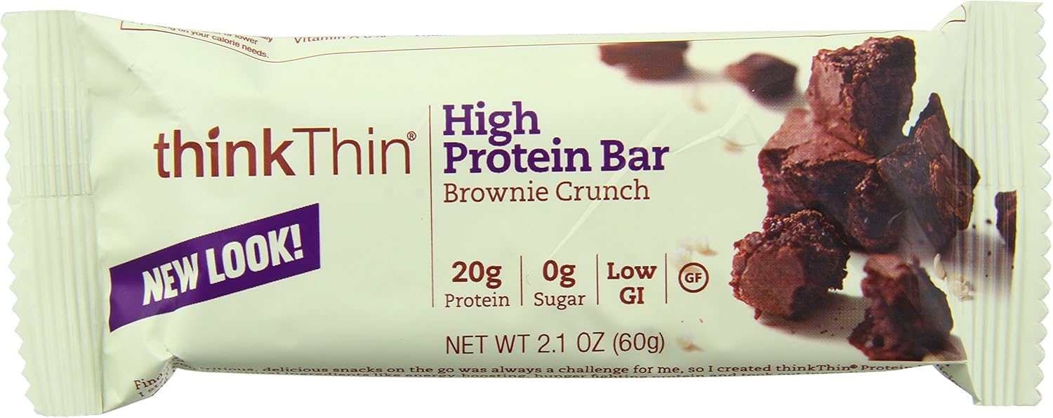 Amazon.com: ThinkThin High Protein Bar, Brownie Crunch, 60 g, Bars, 10 ...