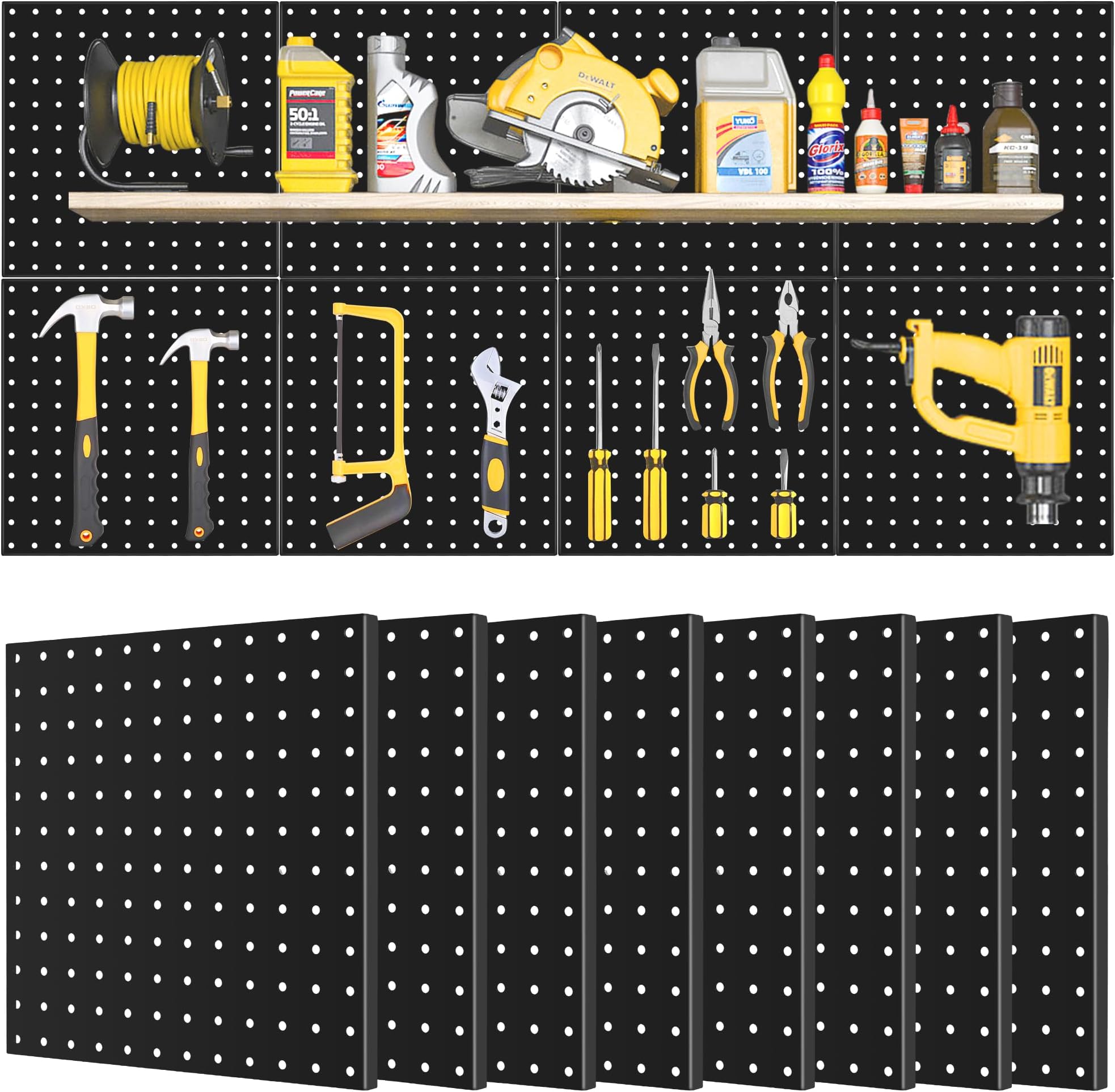 Amazon.com: Heavy Duty 4-Panel Pegboard Wall Organizer & 32 Peg Hooks ...