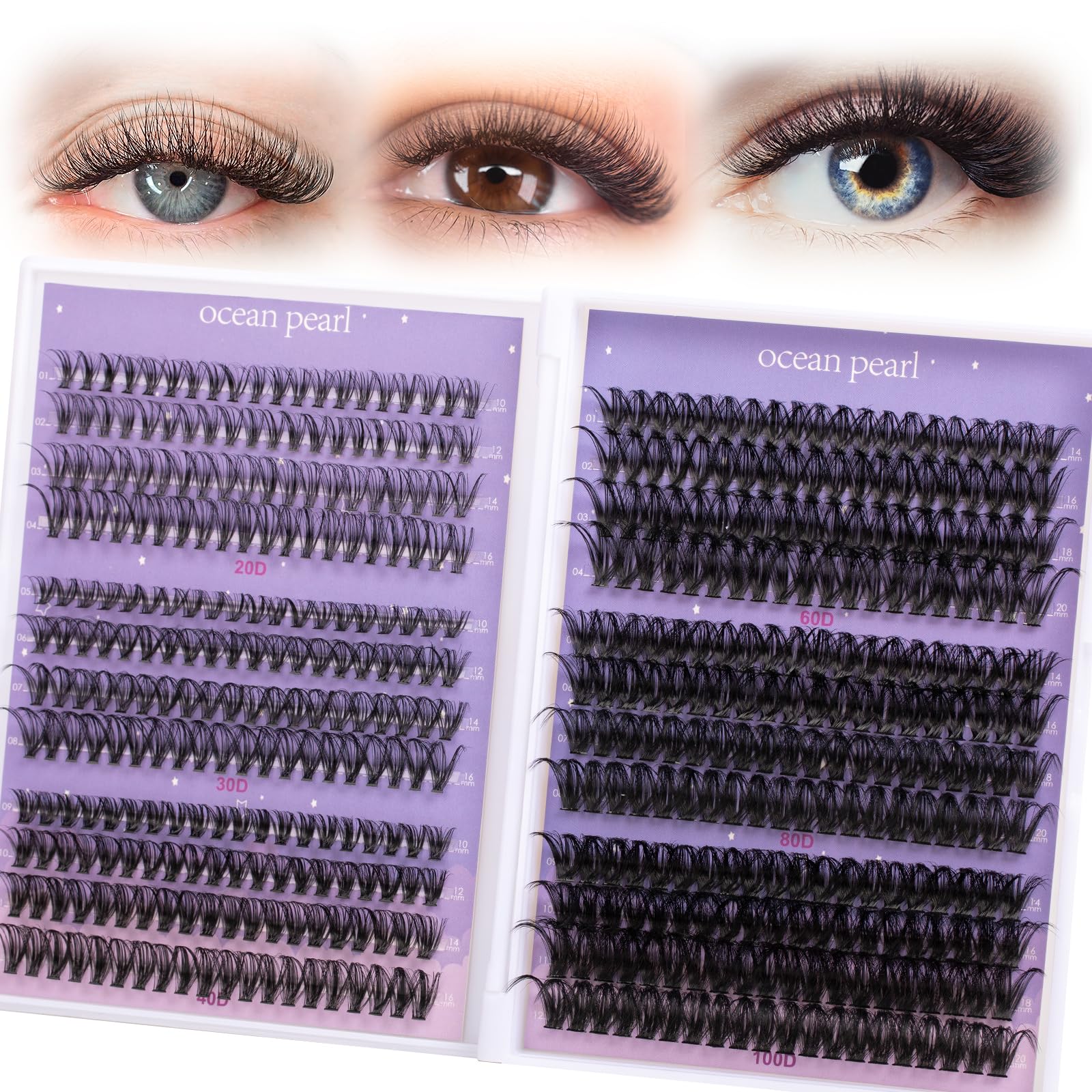 Amazon.com: Ocean Pearl Lash Clusters 480PCS 10-20mm Individual Lashes ...