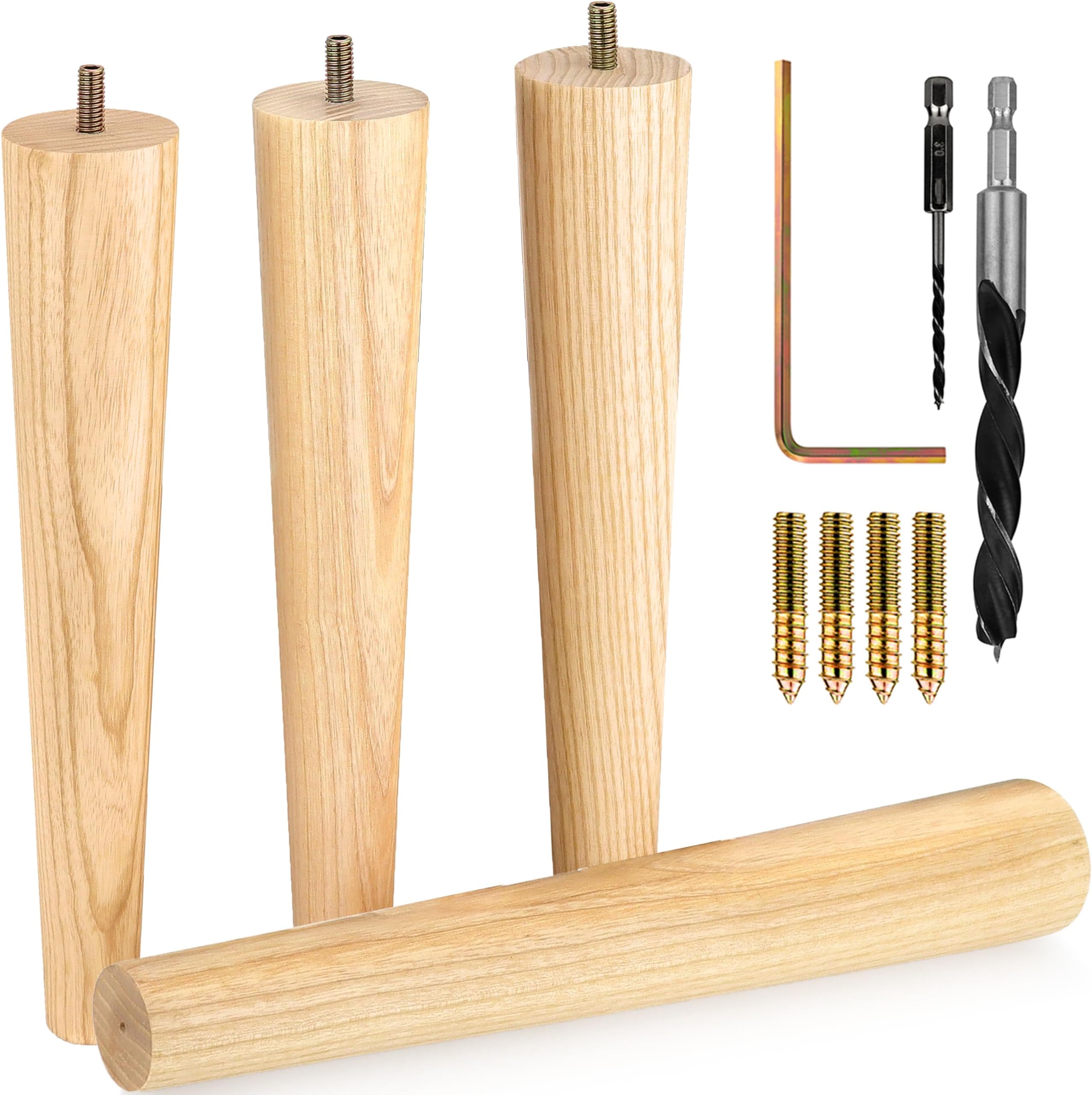 12 Inch 4PCS Sofa Legs Wood Color Tapered Reliable Wood Furniture ...