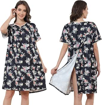 Amazon.com: Liokoc Hospital Gowns for Women Open Back Tear Away Snap ...