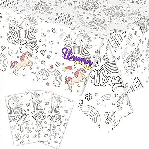 Amazon.com: Hahamatel Unicorn Theme Kids Coloring Paper Tablecloth ...