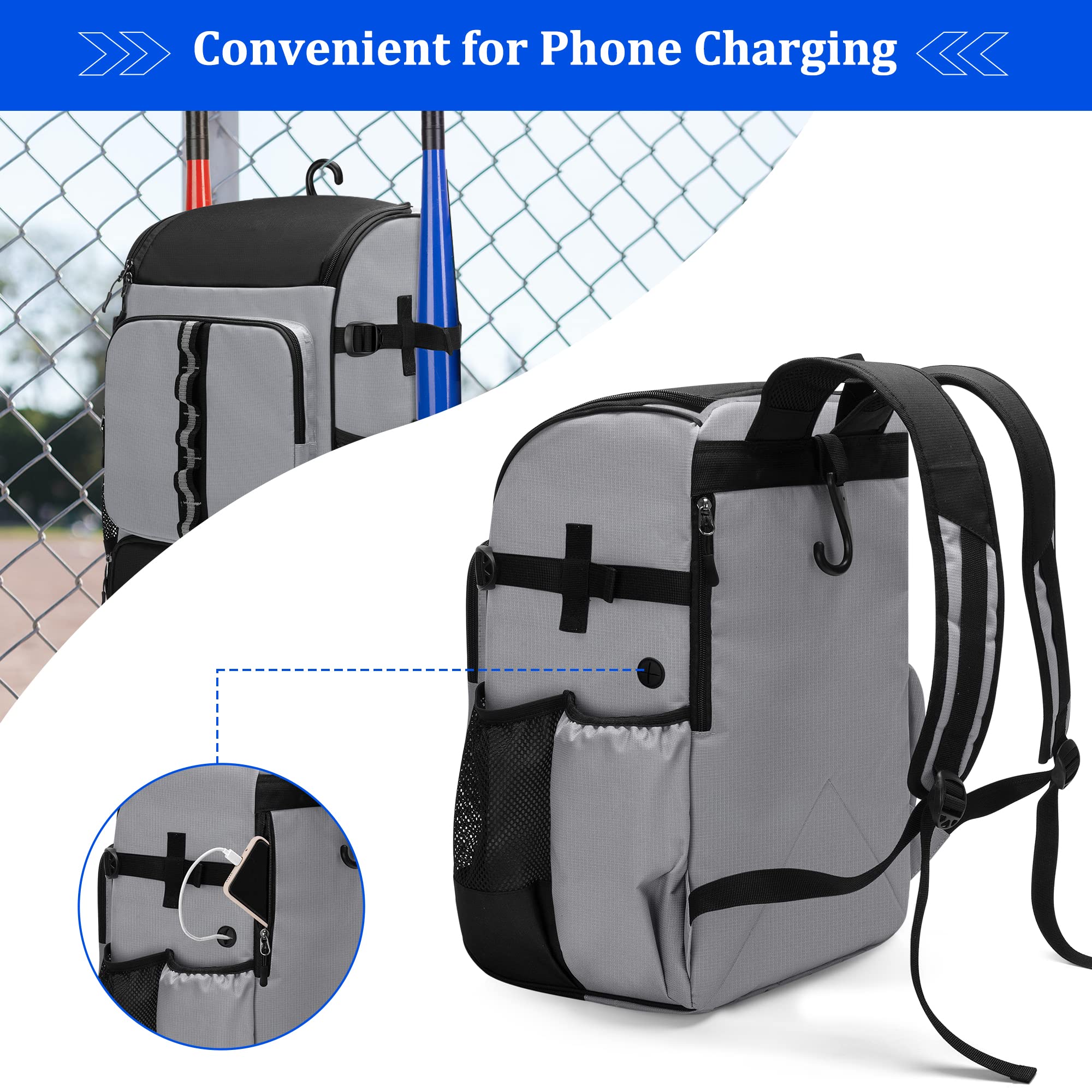 Snapklik.com : GOBUROS Baseball Backpack Holds Up To 4 Bats, Softball ...