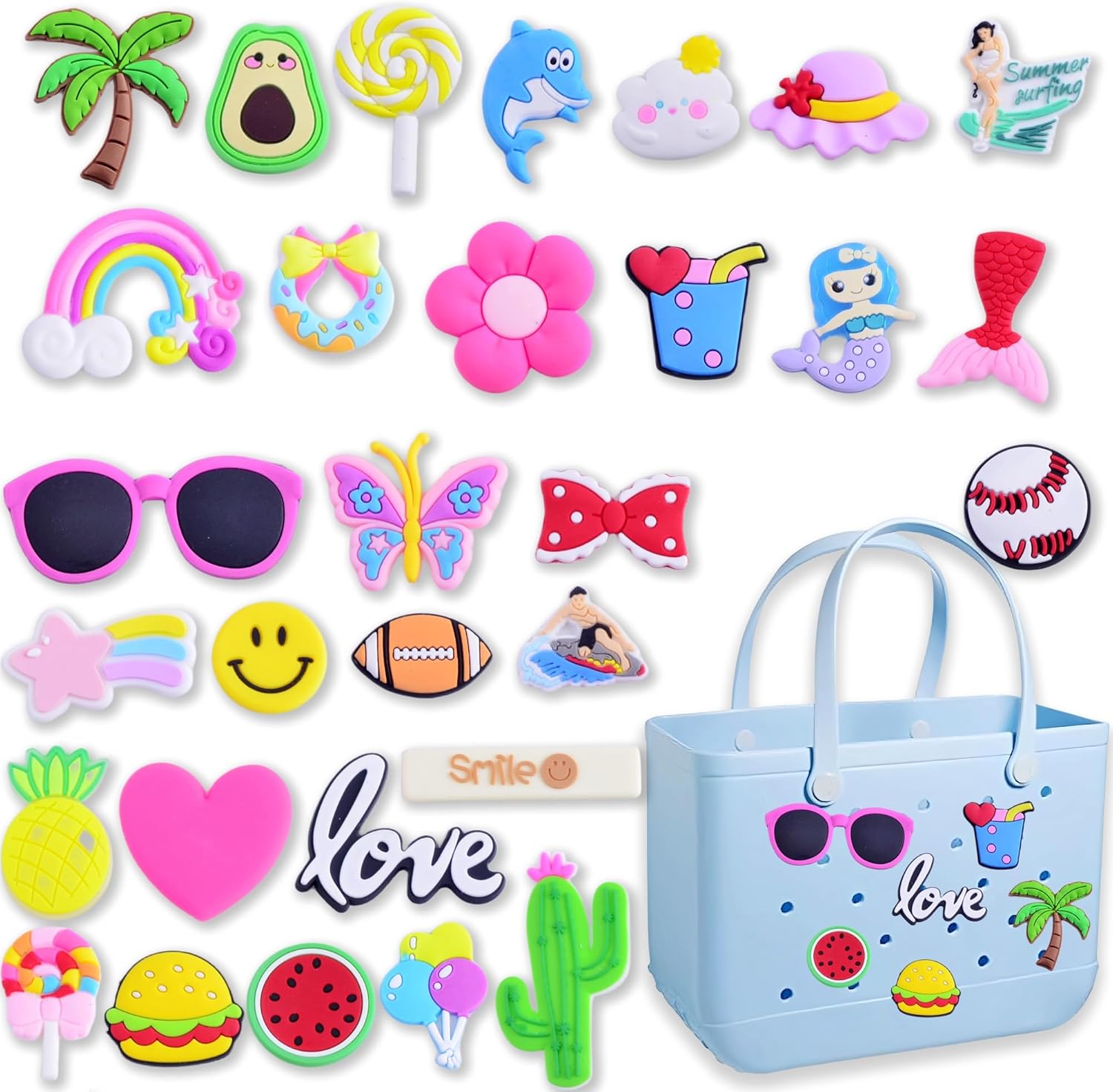 Amazon.com: KJML DIY Charms for Bogg Bag, 30pcs Accessories Letters ...
