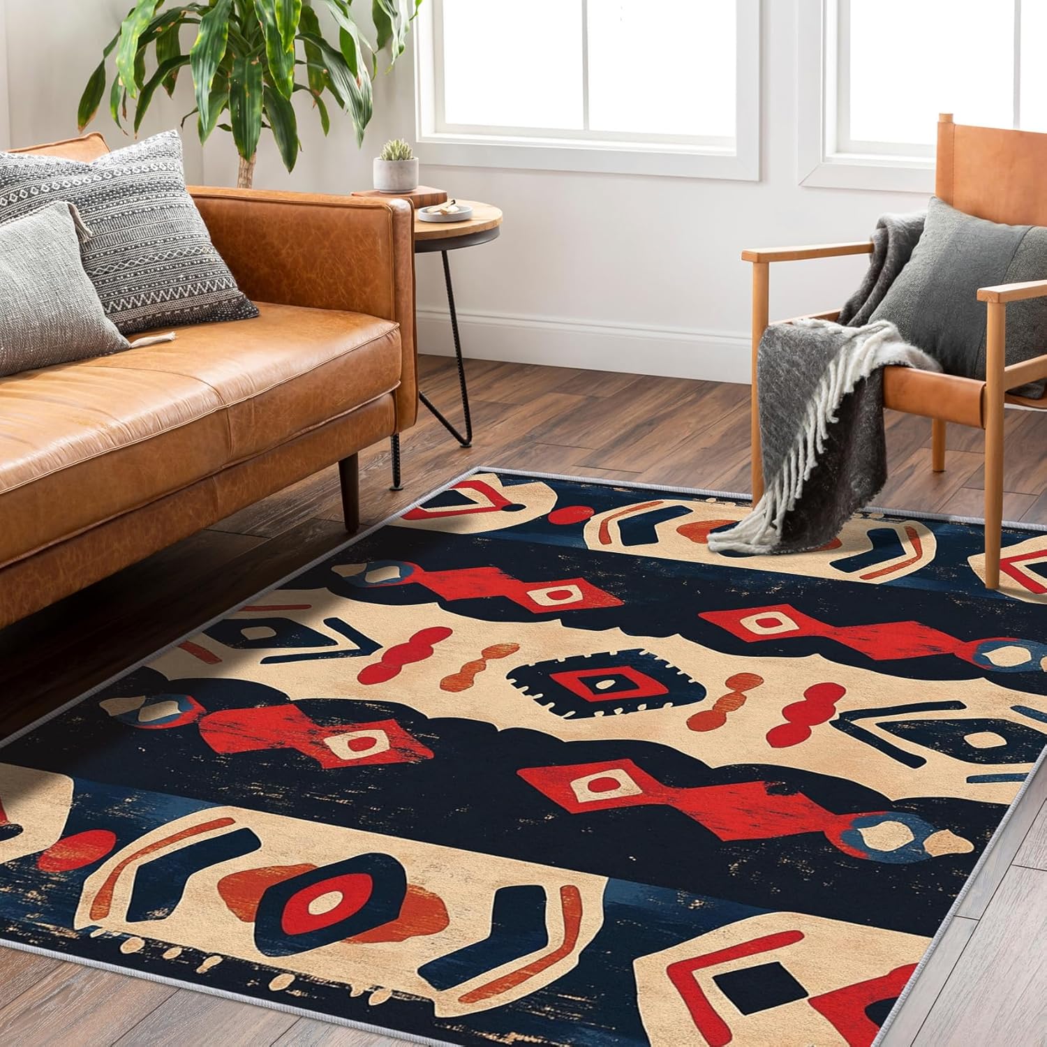 Amazon.com: Tzvjxln Rustic Tribal Rugs for Bedroom - Washable ...