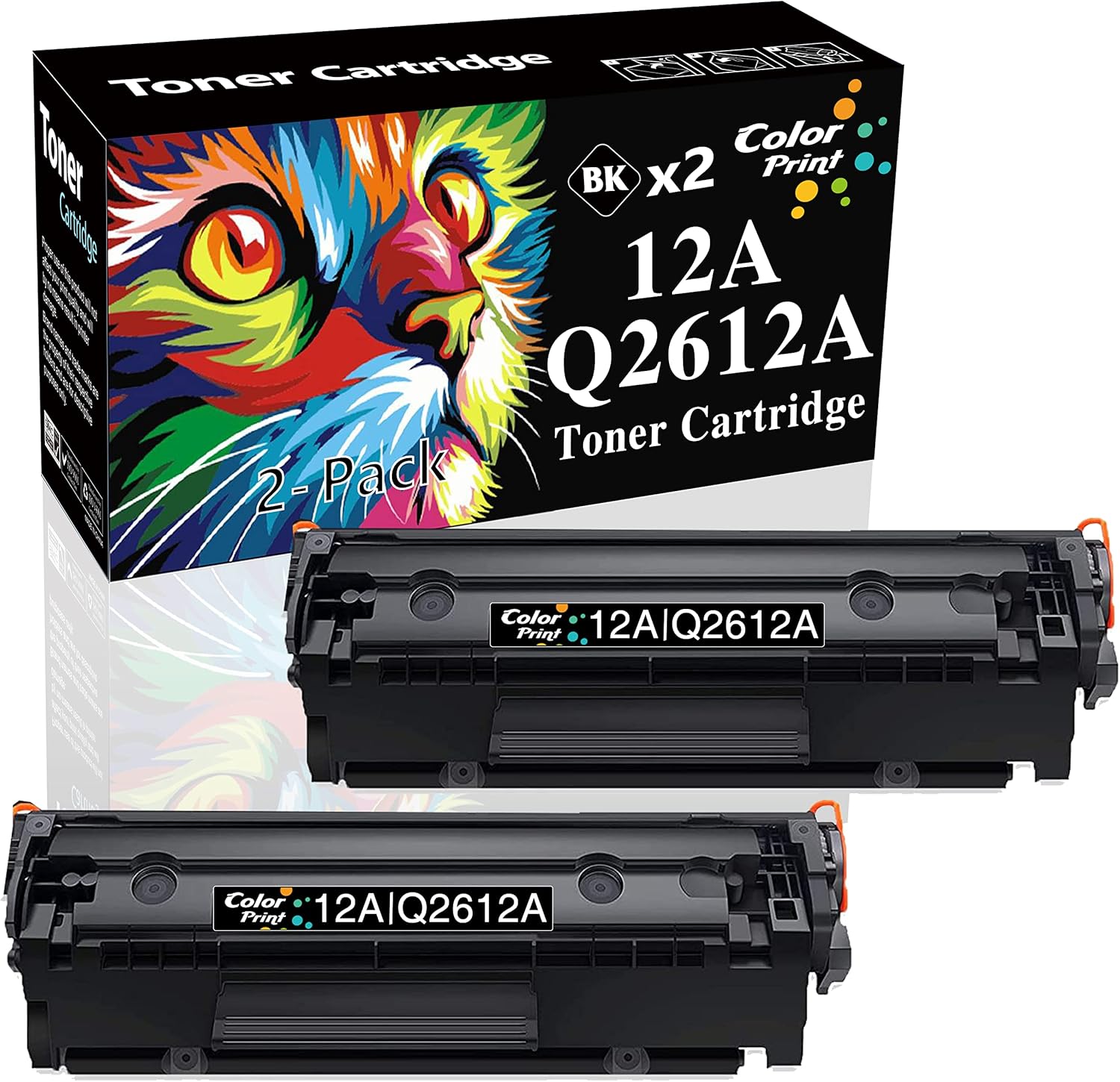 (2-Pack, Black) ColorPrint Compatible 12A Toner Cartridge Replacement ...