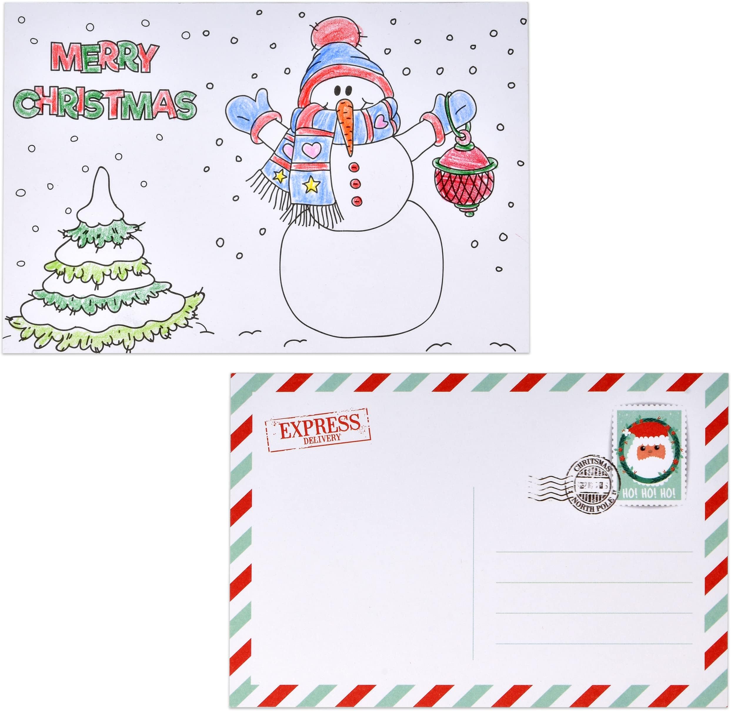 Amazon.com : Zhanmai 48 Pcs Christmas Color Your Own Cards 5 x 7 Inch ...