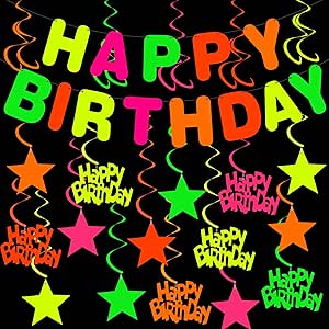 Amazon.com: 58 Pcs Glow Neon Birthday Party Decorations Glow in the ...
