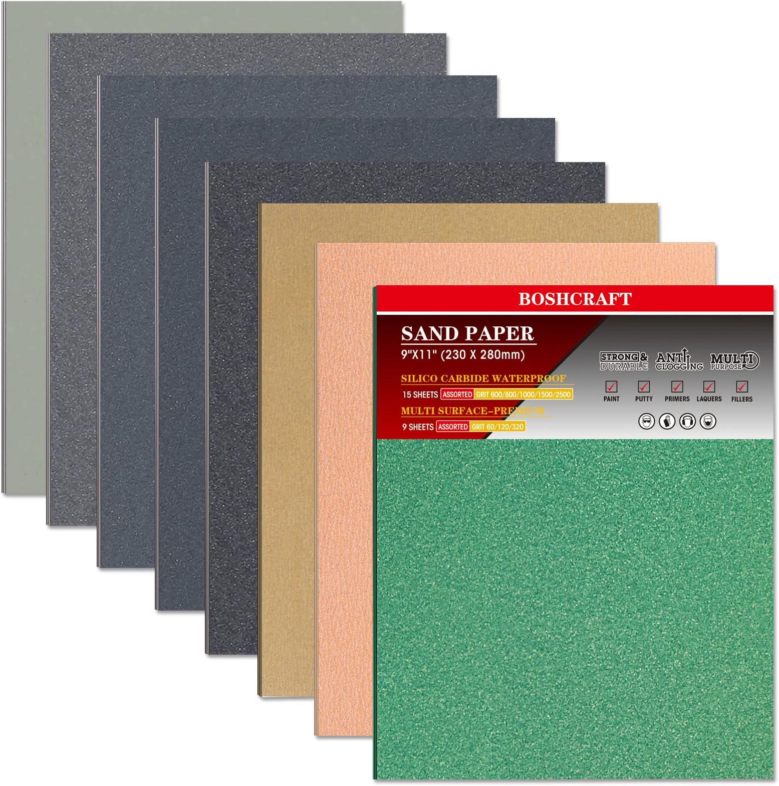 Amazon.com: 3M General Purpose Sandpaper Sheets, 3-2/3-in by 9-in, 60 ...
