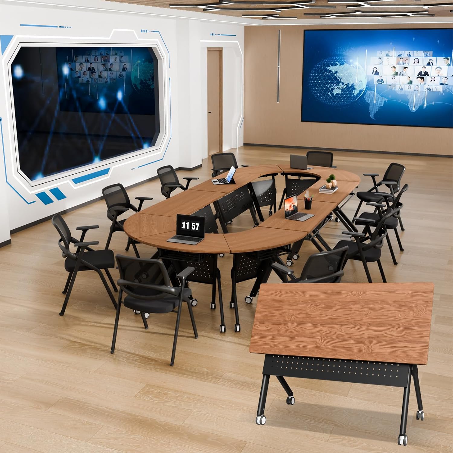 Amazon.com: Aethelwyn Folding Conference Table with Wheels, Flip Top ...