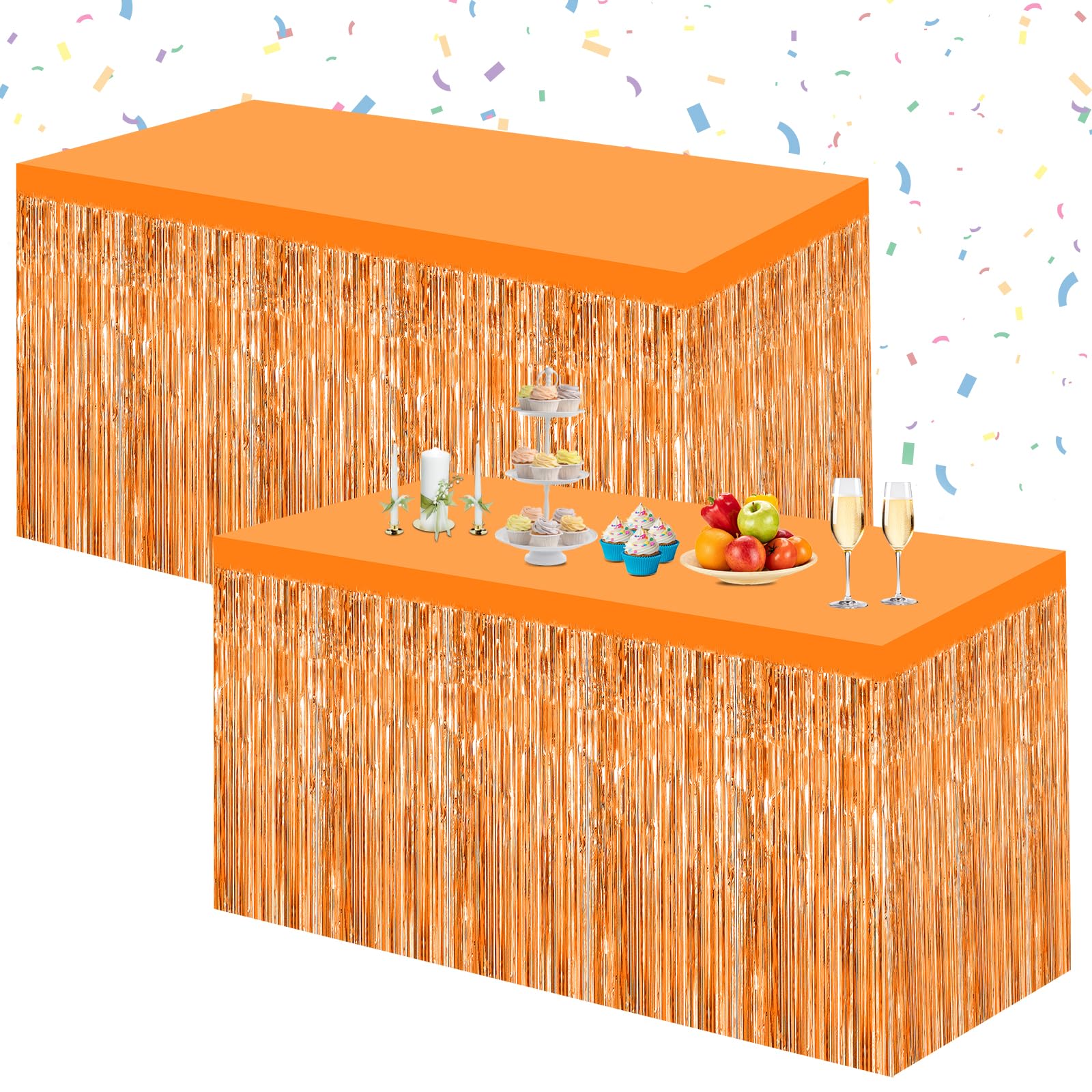 Amazon.com: Morcheiong 2 Pack 29.5x108 Inch Orange Foil Fringe Tinsel ...
